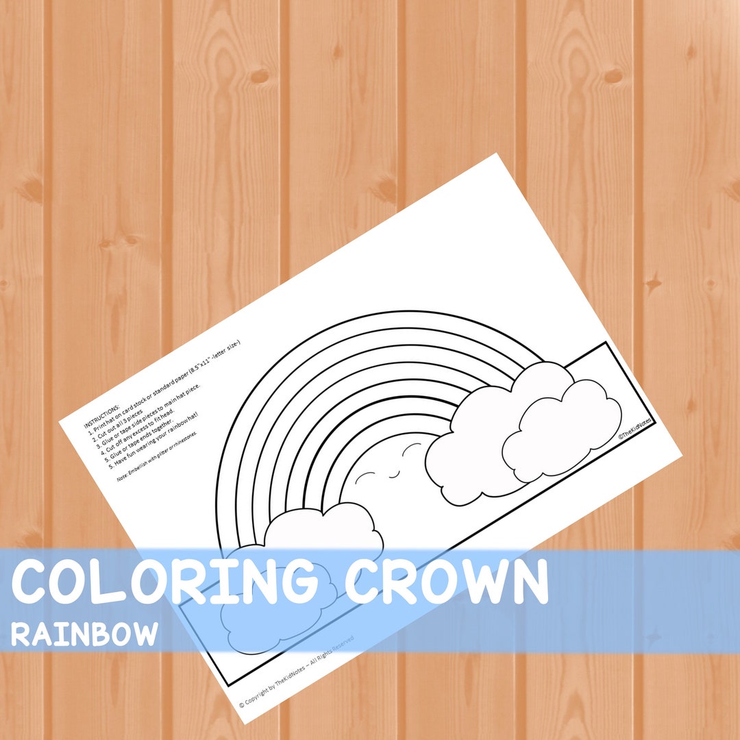 Rainbow Paper Crown Coloring Headband Colors Summer Cut Out - Etsy