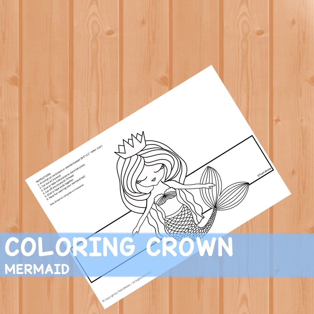Mermaid Paper Crown Girl Paper Headband Coloring Headband - Etsy