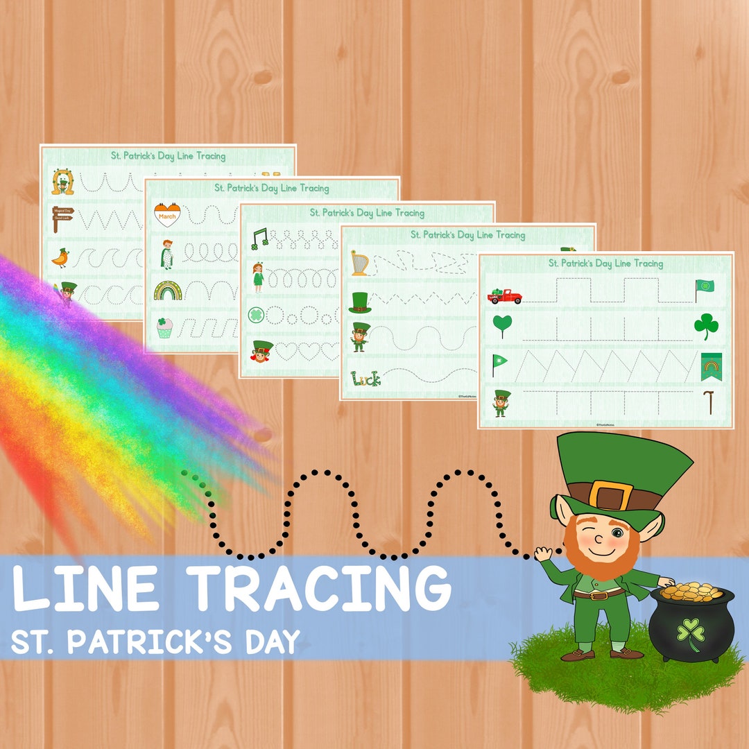 St. Patrick's Day Line Tracing Pre-writing Activity Game - Etsy