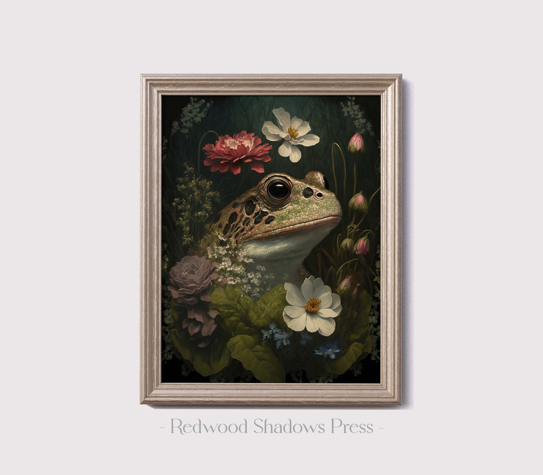 Printable Frog Print Witchy Home Decor Dark Botanical Wall - Etsy
