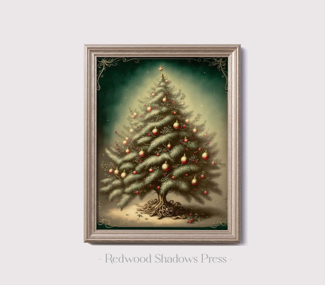 Printable Vintage Christmas Tree Print Victorian Christmas Decor Cosy ...