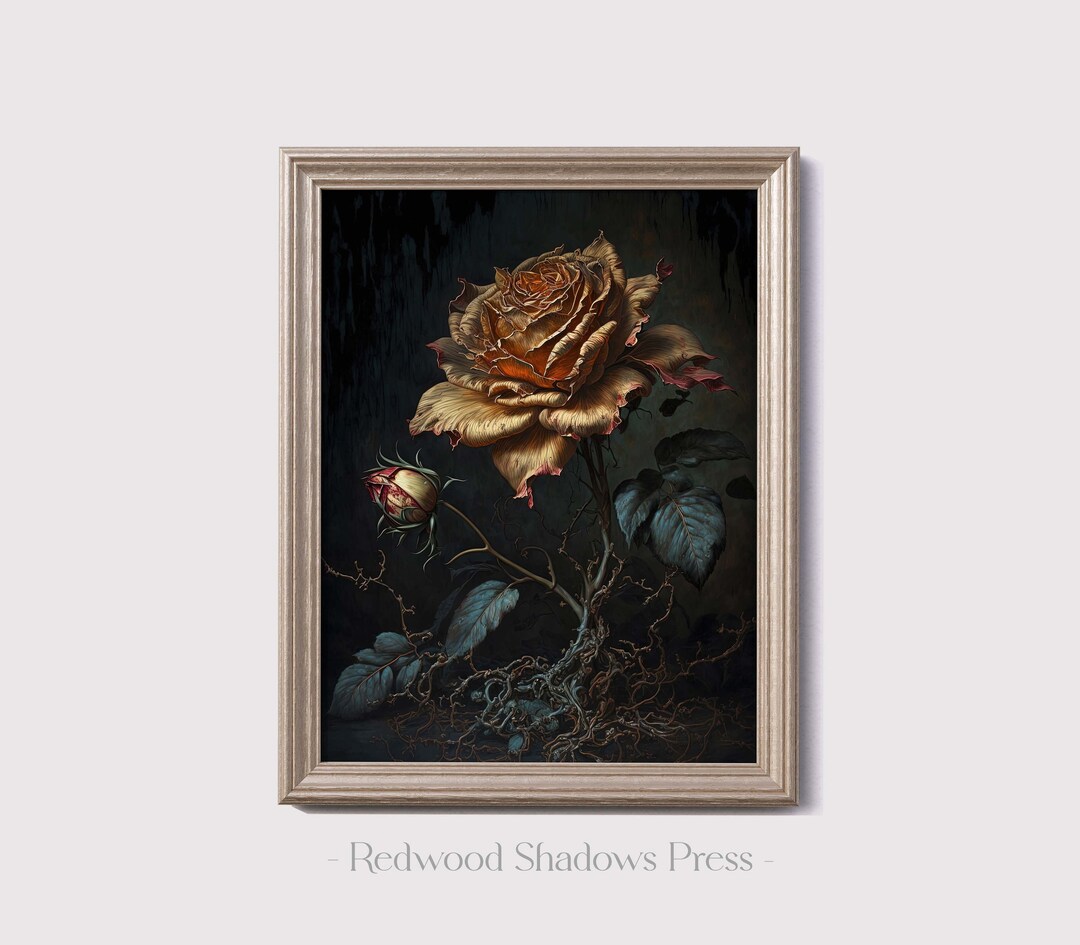 Vintage Gothic Rose Art Goth Digital Download Dark Academia Home Decor ...
