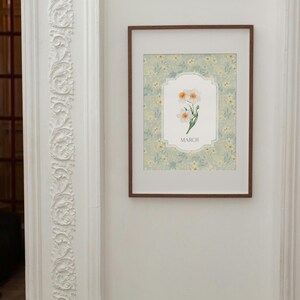 Daffodil March Birth Flower Print – Vintage Watercolor Botanical Art ...