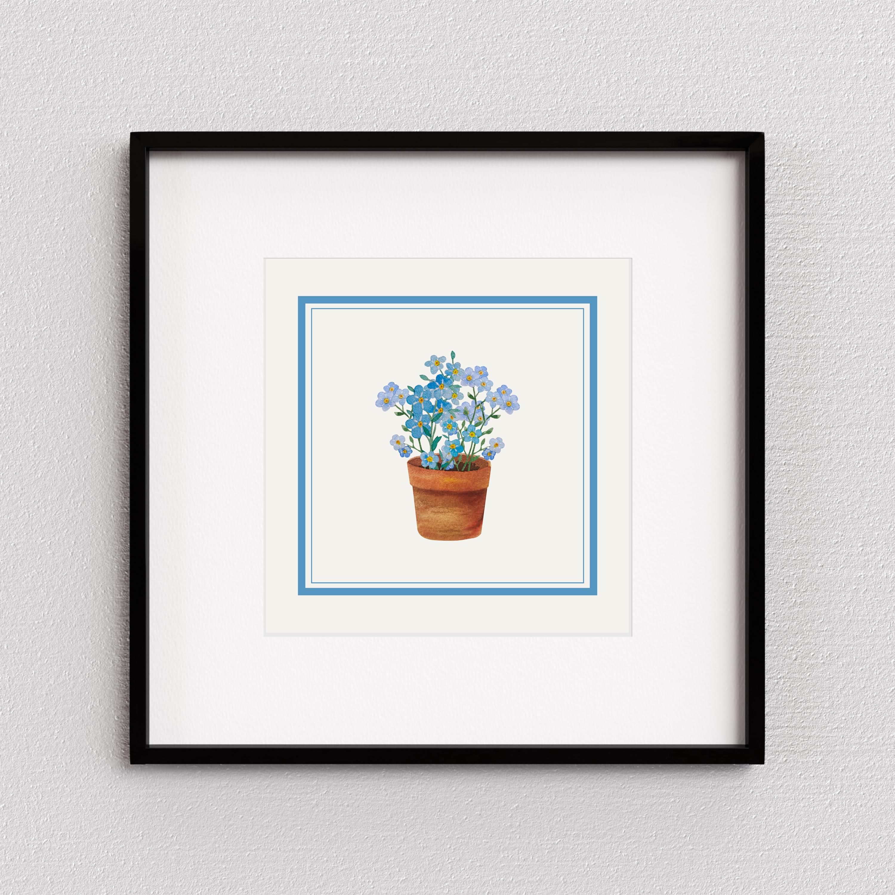 Watercolor Blue Flowers in Terracotta Pot - Printable Wall Art ...