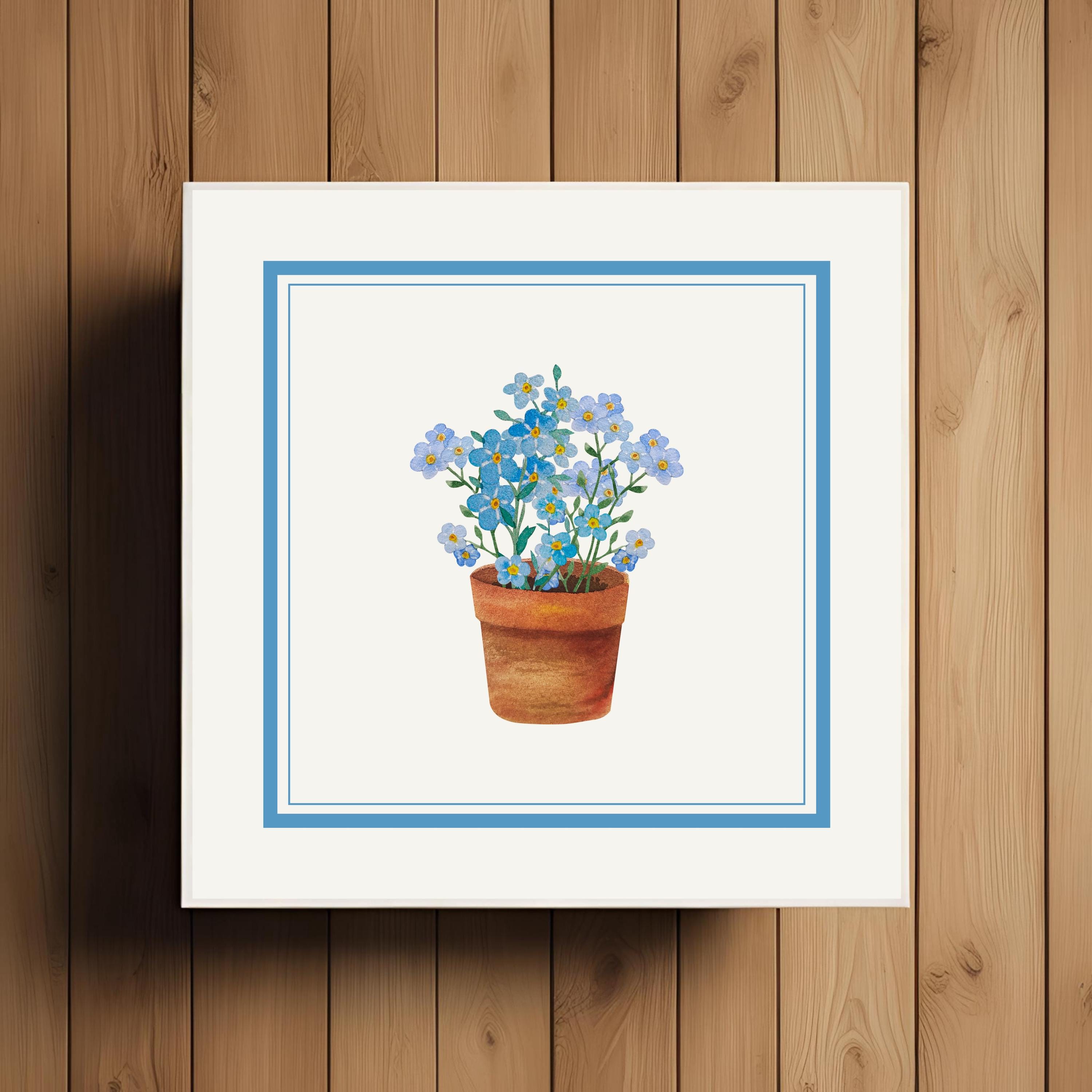 Watercolor Blue Flowers in Terracotta Pot - Printable Wall Art ...