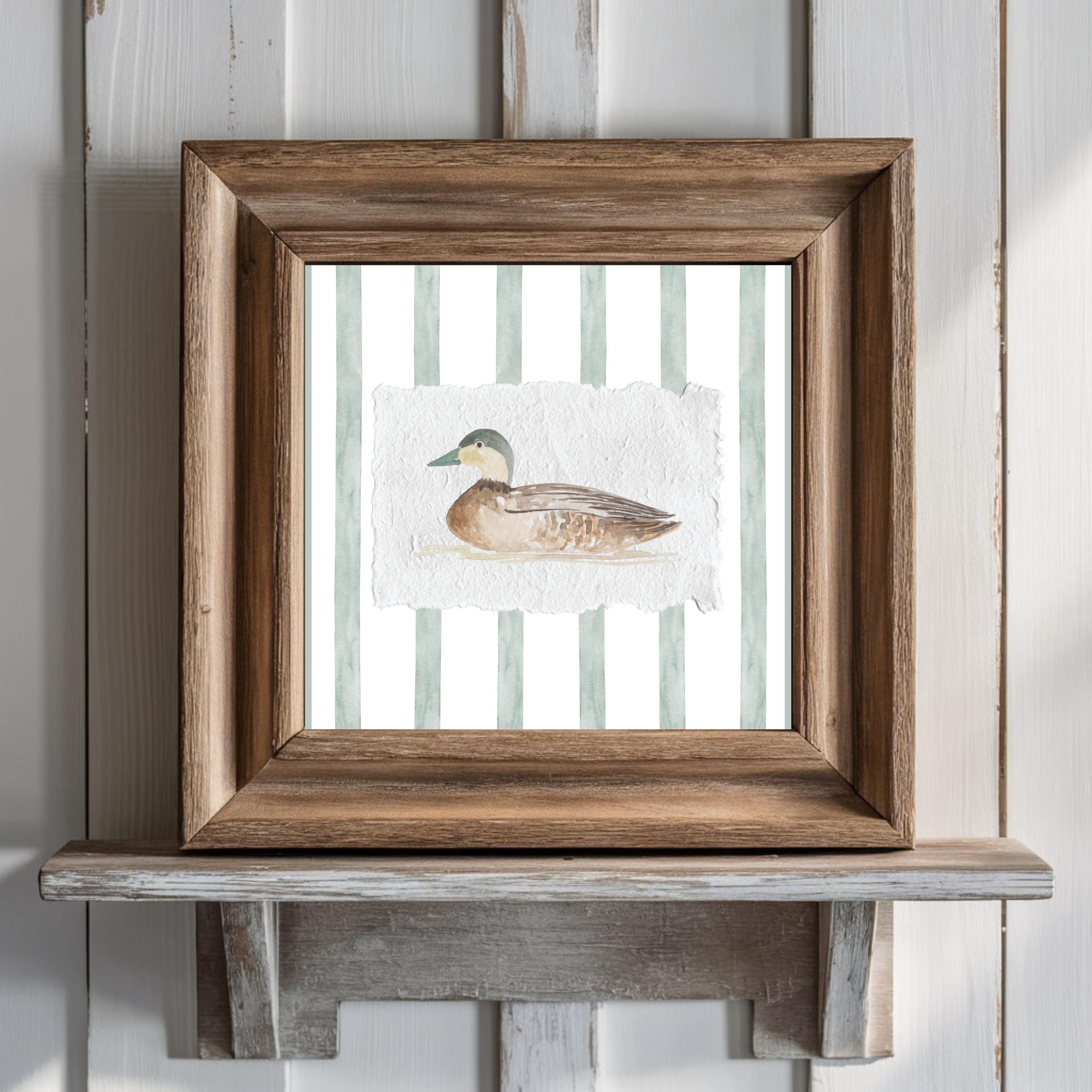 Rustic Duck Watercolor Printable Wall Art - Farmhouse Animal Digital ...