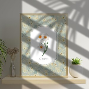 Daffodil March Birth Flower Print – Vintage Watercolor Botanical Art ...