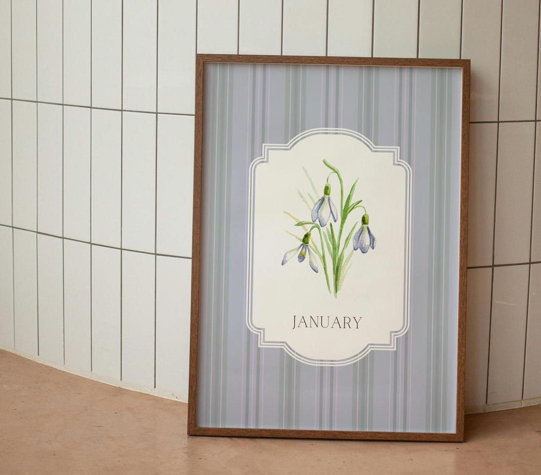 January Birth Flower Art - Snowdrop Illustration - Vintage Floral Print ...
