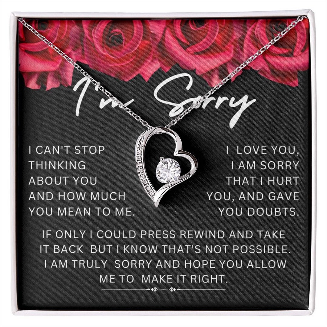 I'm Sorry Red Rose, Forever Love Necklace, Apology Gift to Wife ...
