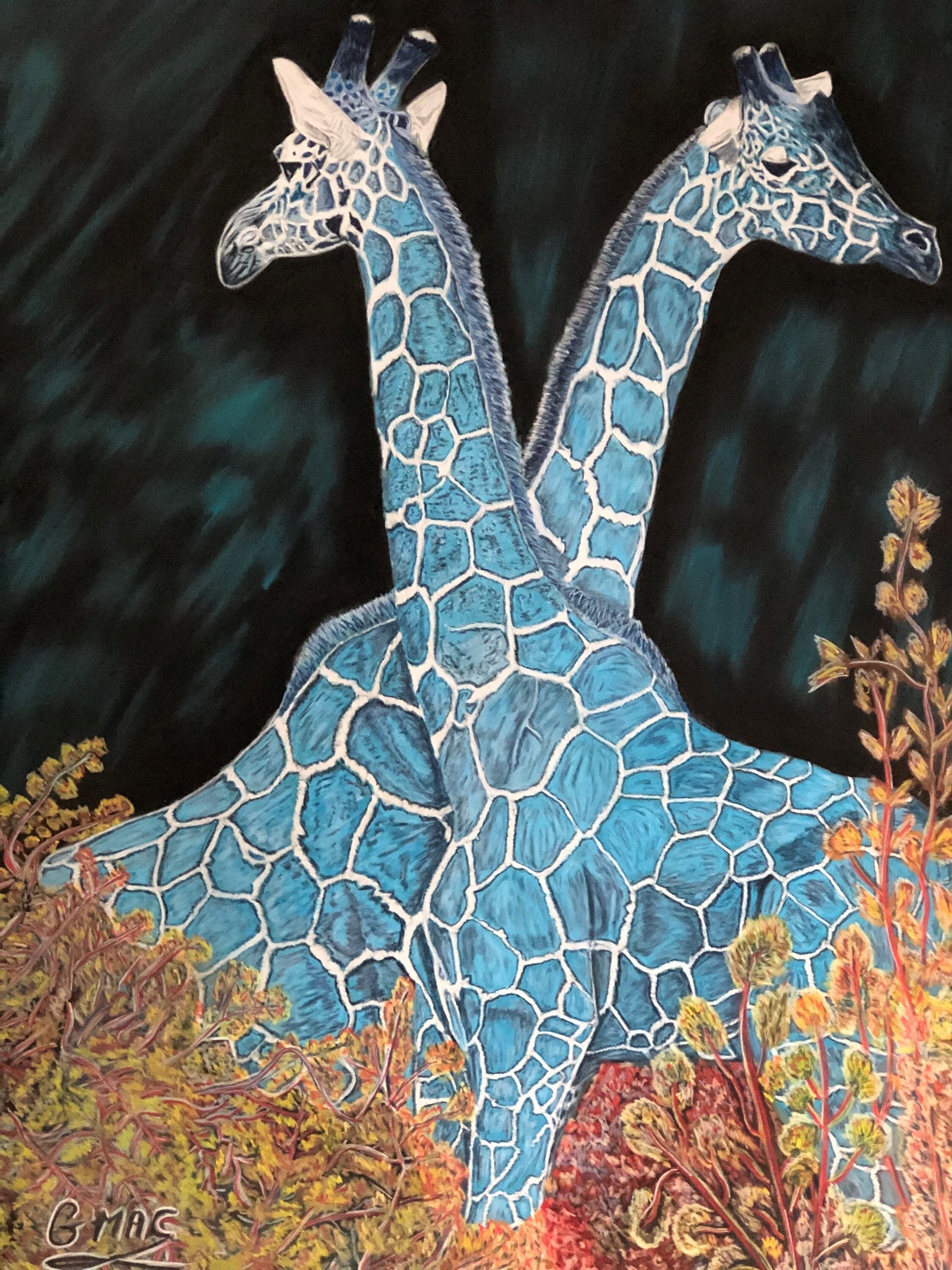 Giraffe Painting, Blue Moon Giraffe Pairing - Wall Art , Canvas and ...