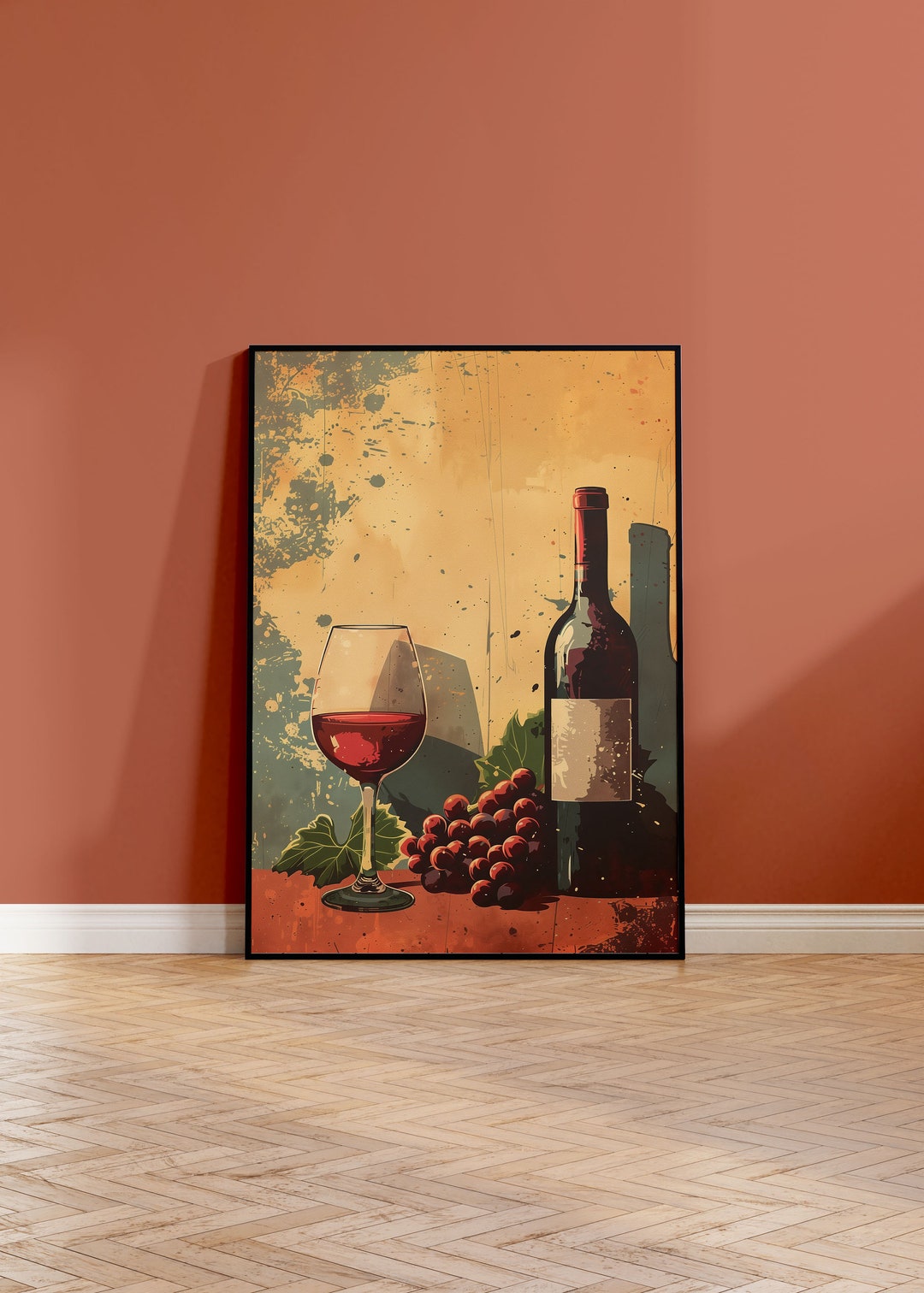 Still Life Wine Art | Wine Bottle Poster | Wine Grapes Art | Wine Love ...