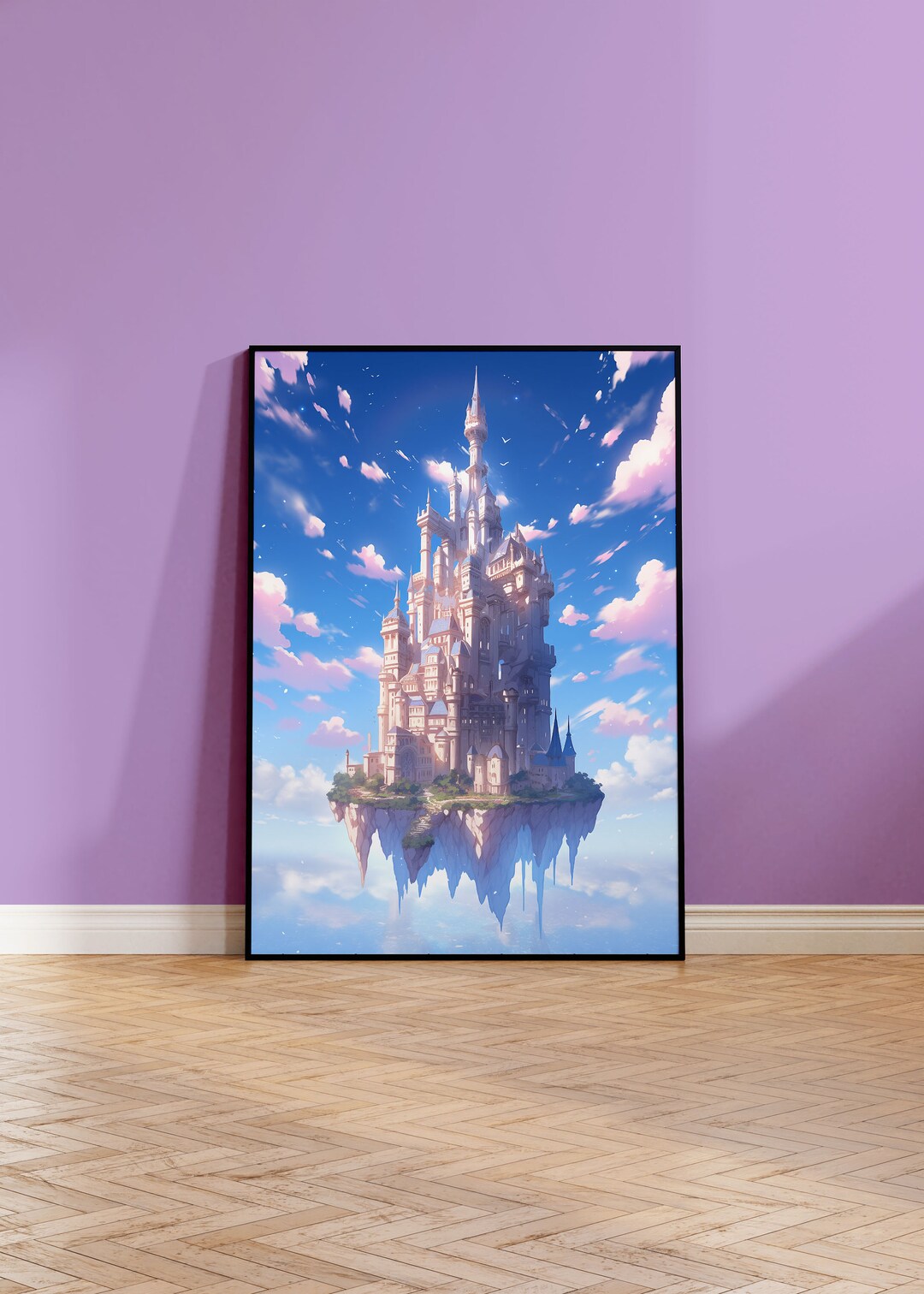 Floating Castle Poster | Fantasy Realm Painting | Celestial World ...
