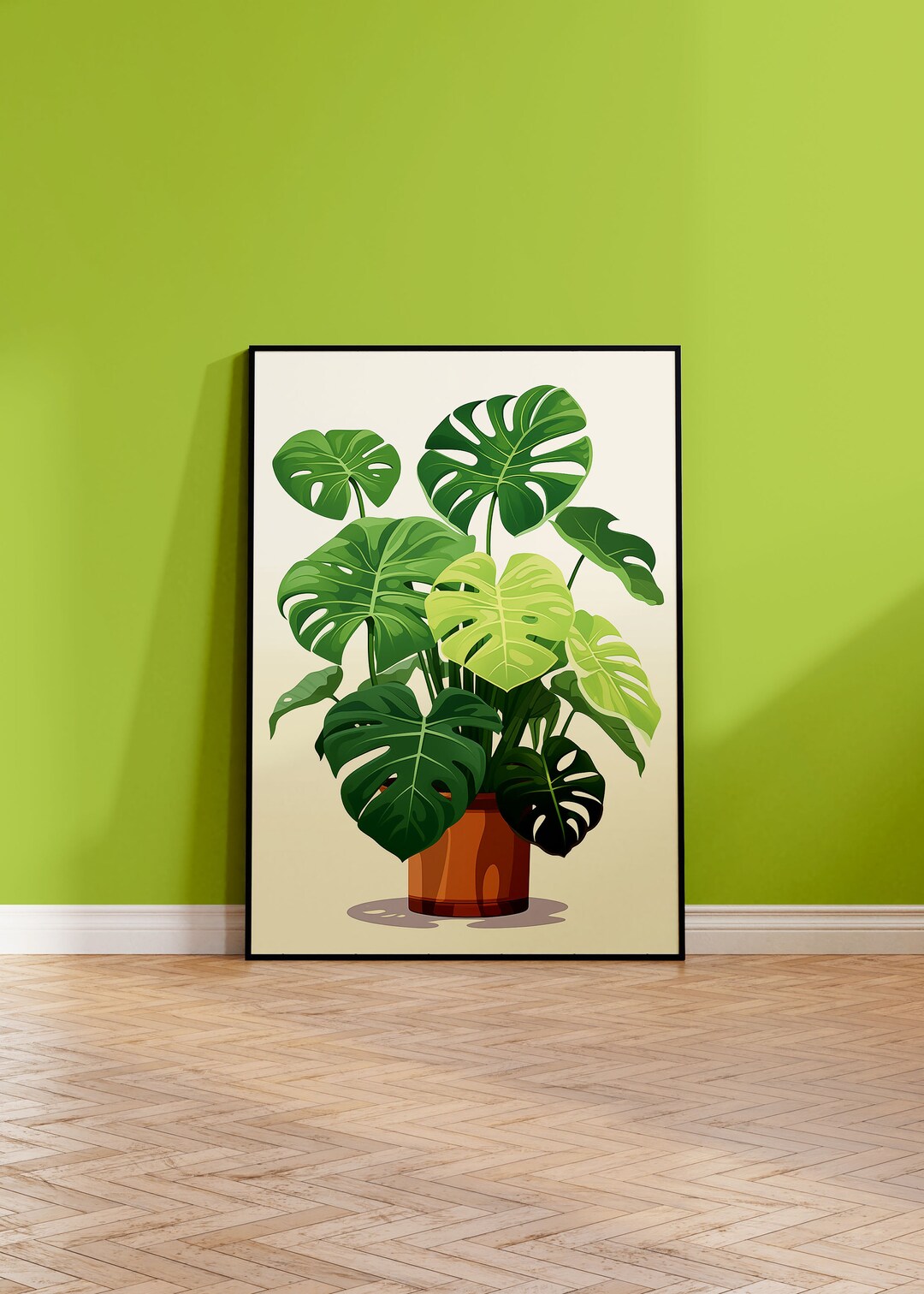 Houseplant Poster | Monstera Deliciosa Painting | False Philodendron ...