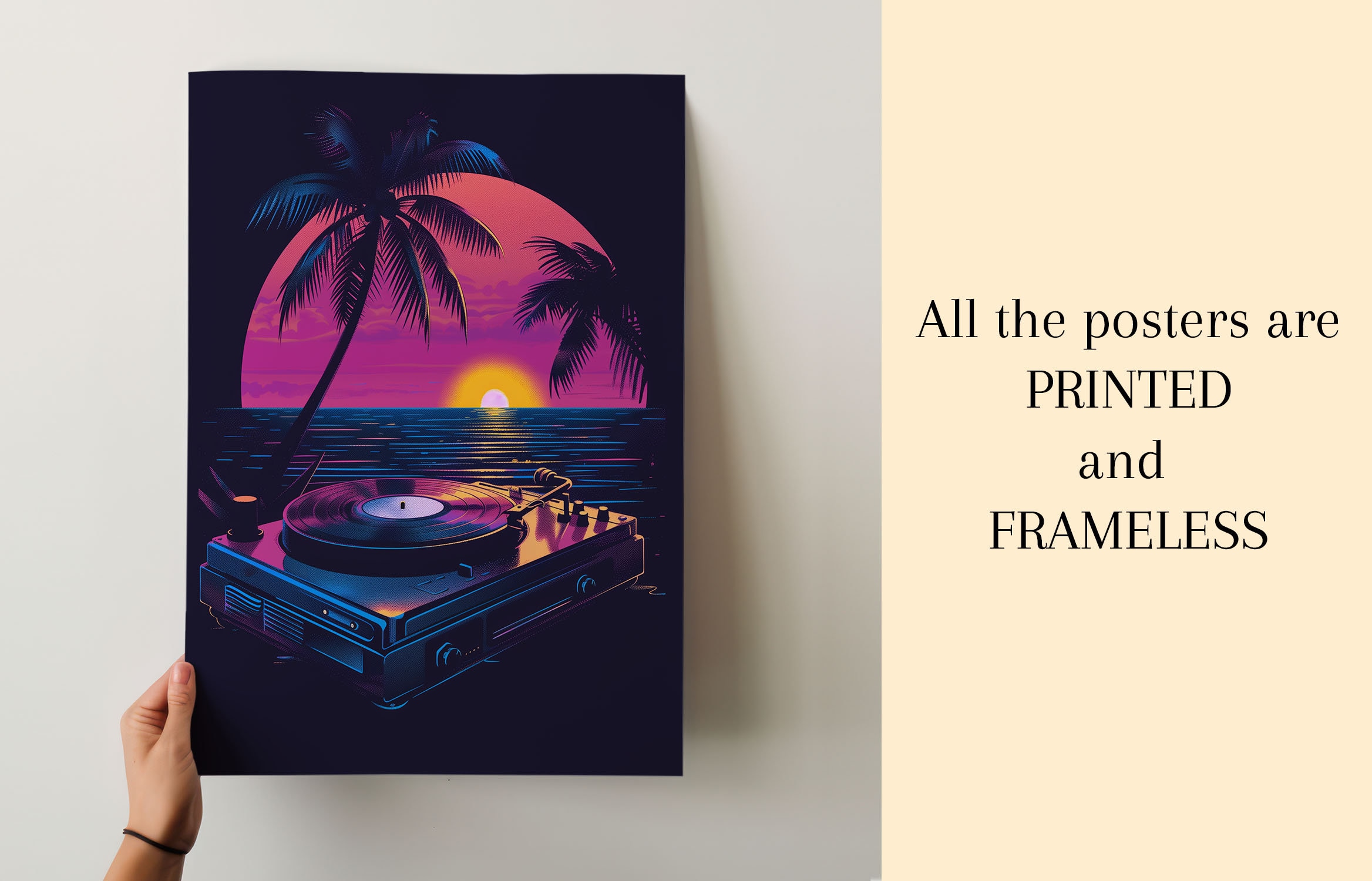 Retrowave Poster | Vinyl Player Retro Print | Record Player Poster ...