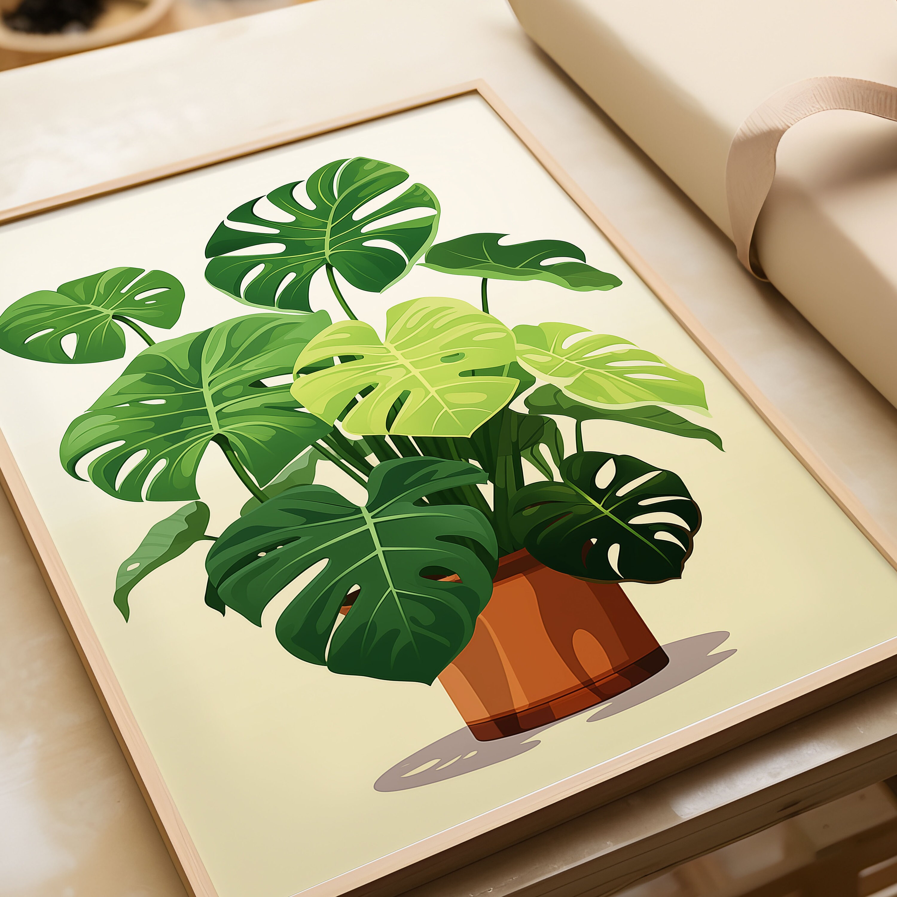 Houseplant Poster Monstera Deliciosa Painting False Philodendron Poster ...