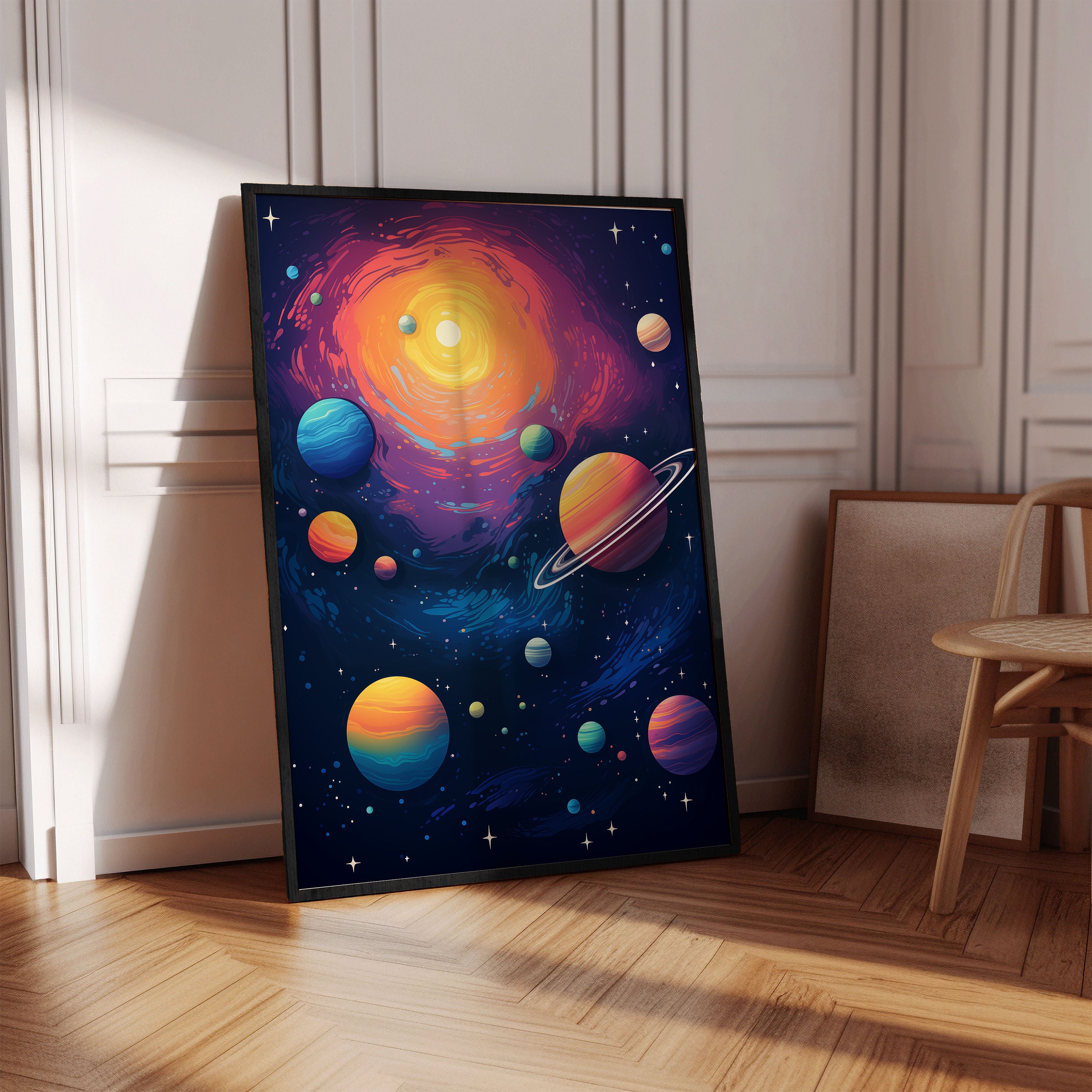 Vibrant Cosmos Poster Planetary System Chart Space Exploration Poster ...