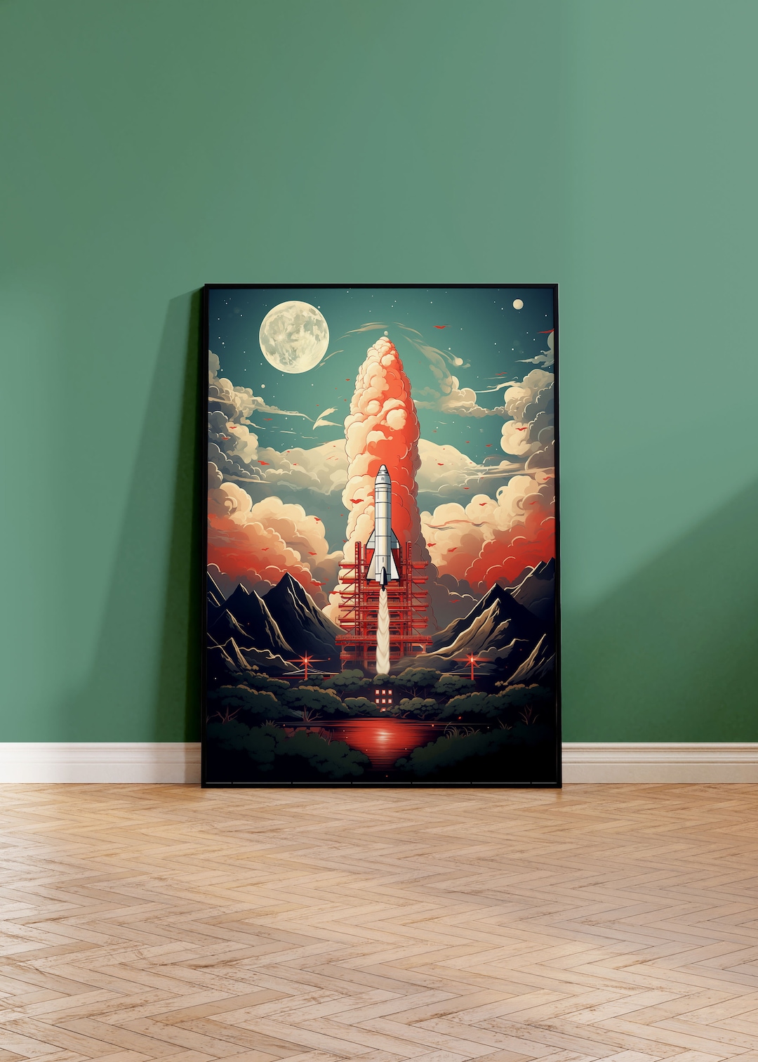 Retro Rocket Poster, Space Shuttle Poster, Space Rocket Poster ...