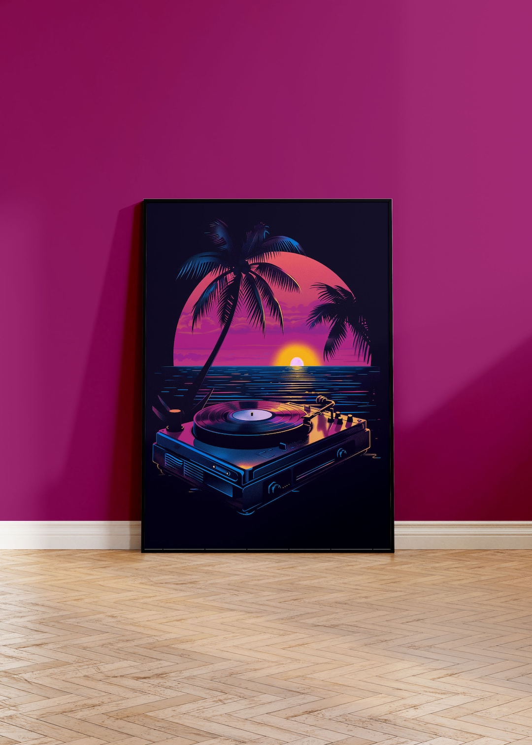 Retrowave Poster | Vinyl Player Retro Print | Record Player Poster ...