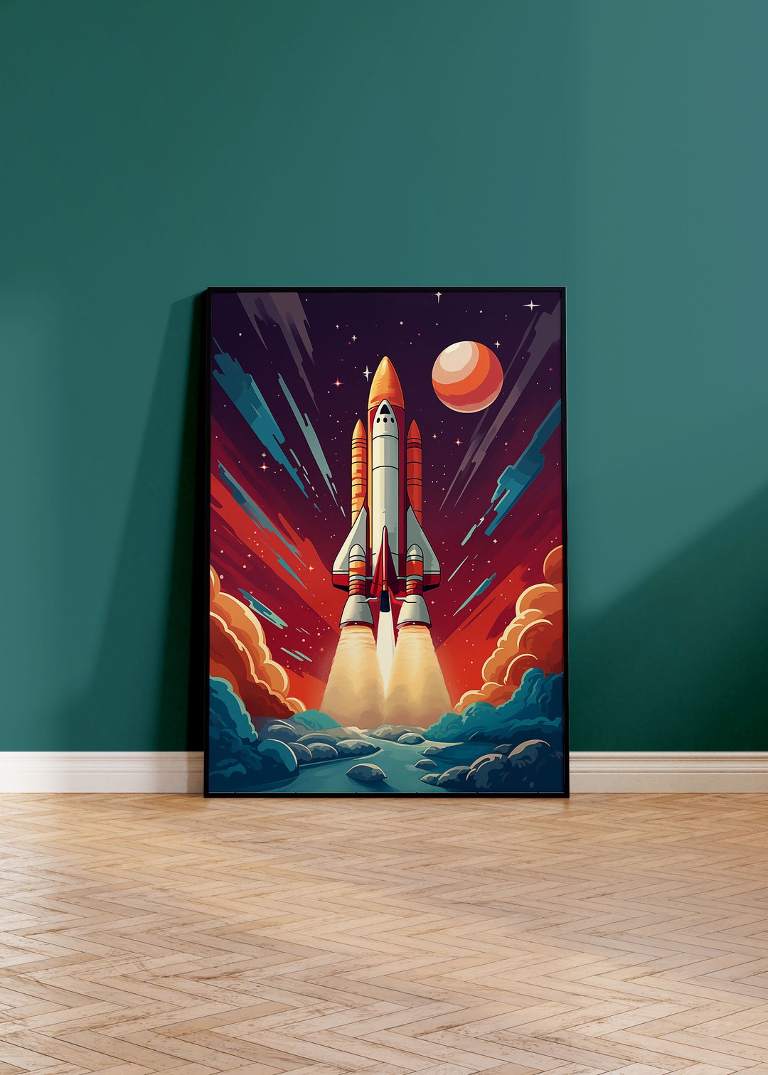 Space Rocket Poster, Spacecraft Poster, Retro Rocket Poster, Space ...