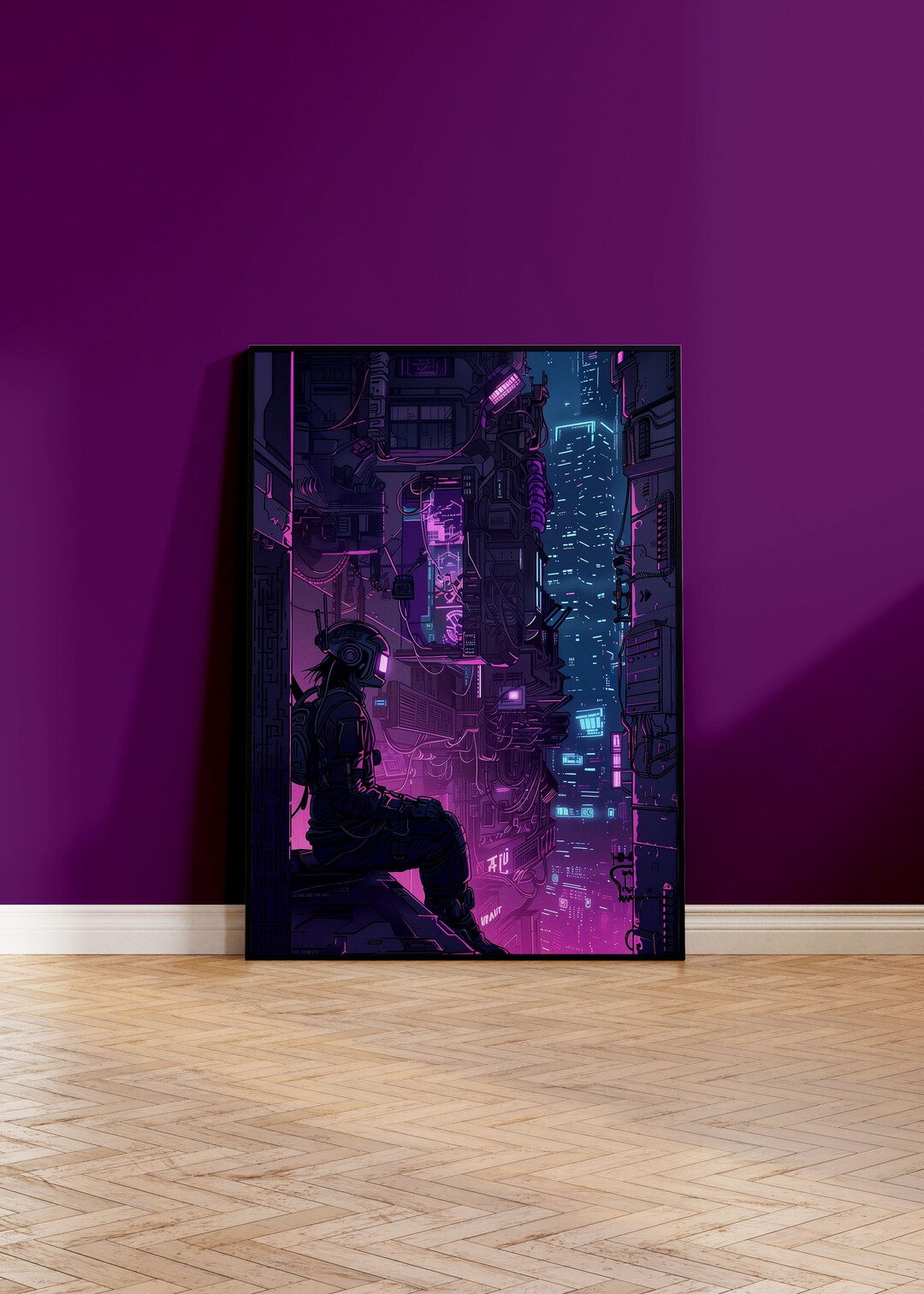 Cyberpunk Art Print | Cyber City Poster | Cyberpunk City Poster | Sci ...
