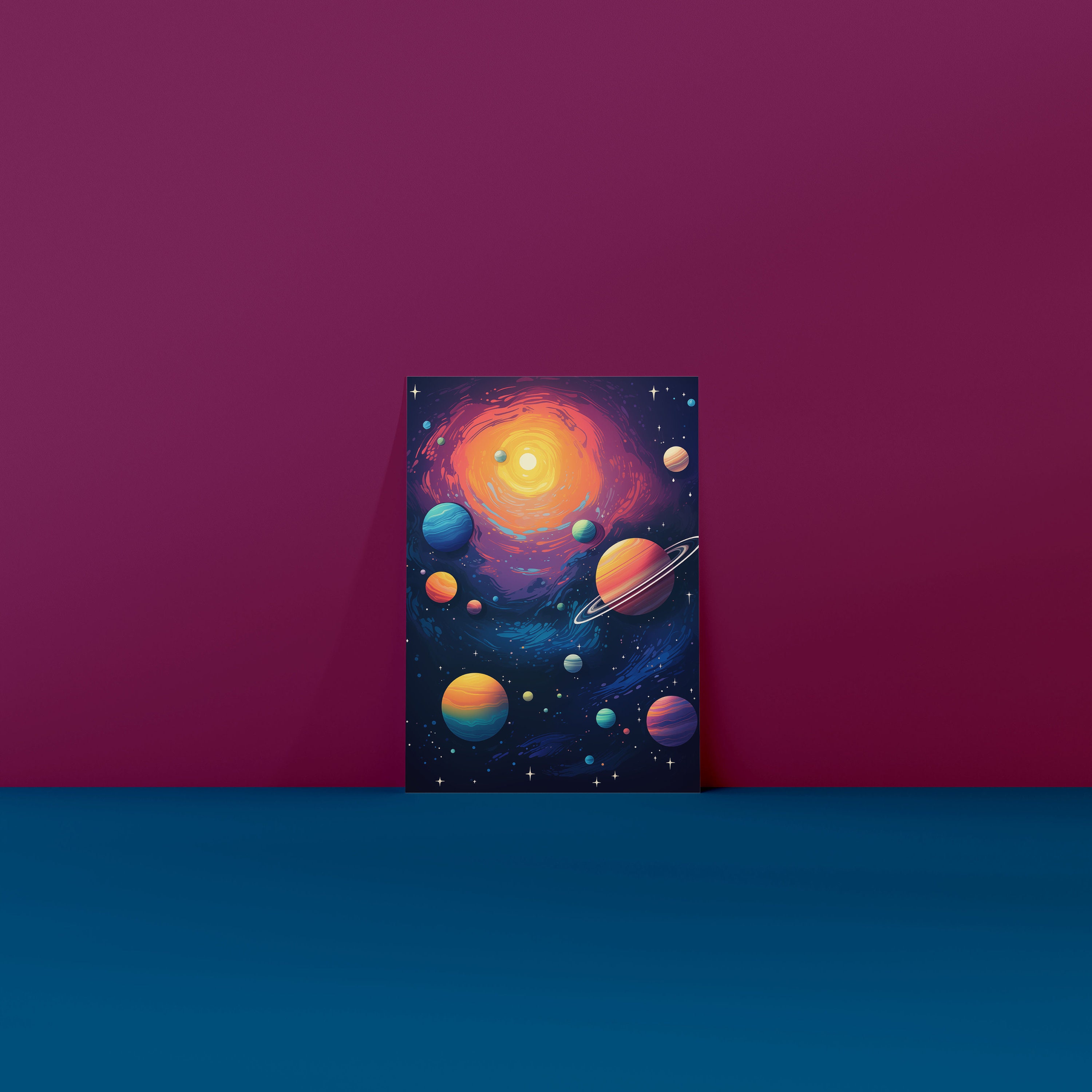 Vibrant Cosmos Poster Planetary System Chart Space Exploration Poster ...