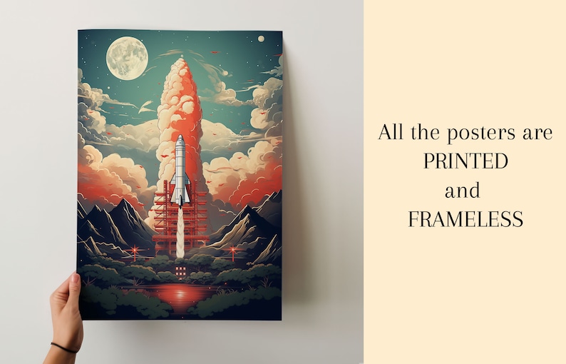 Retro Rocket Poster, Space Shuttle Poster, Space Rocket Poster ...