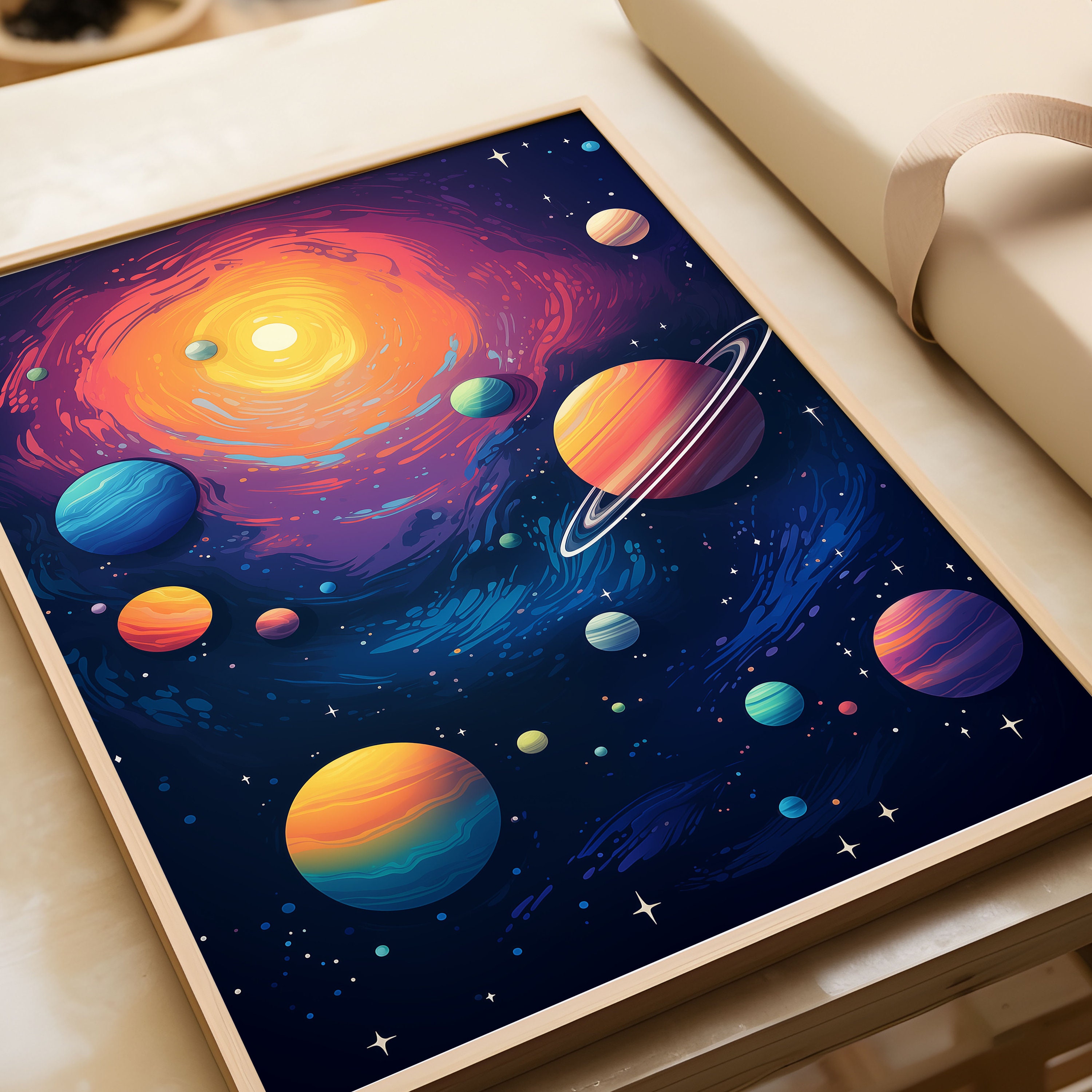 Vibrant Cosmos Poster Planetary System Chart Space Exploration Poster ...
