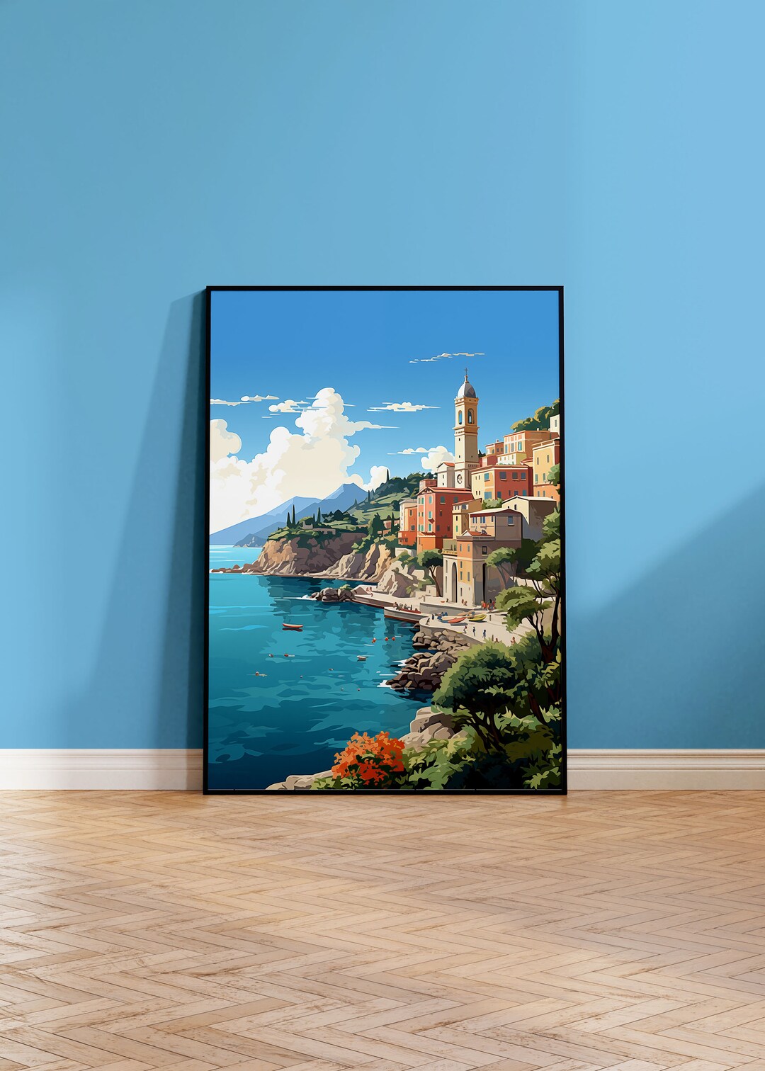 Italy Village Poster, Italian Coastal Town Poster, Seaside Town Poster ...