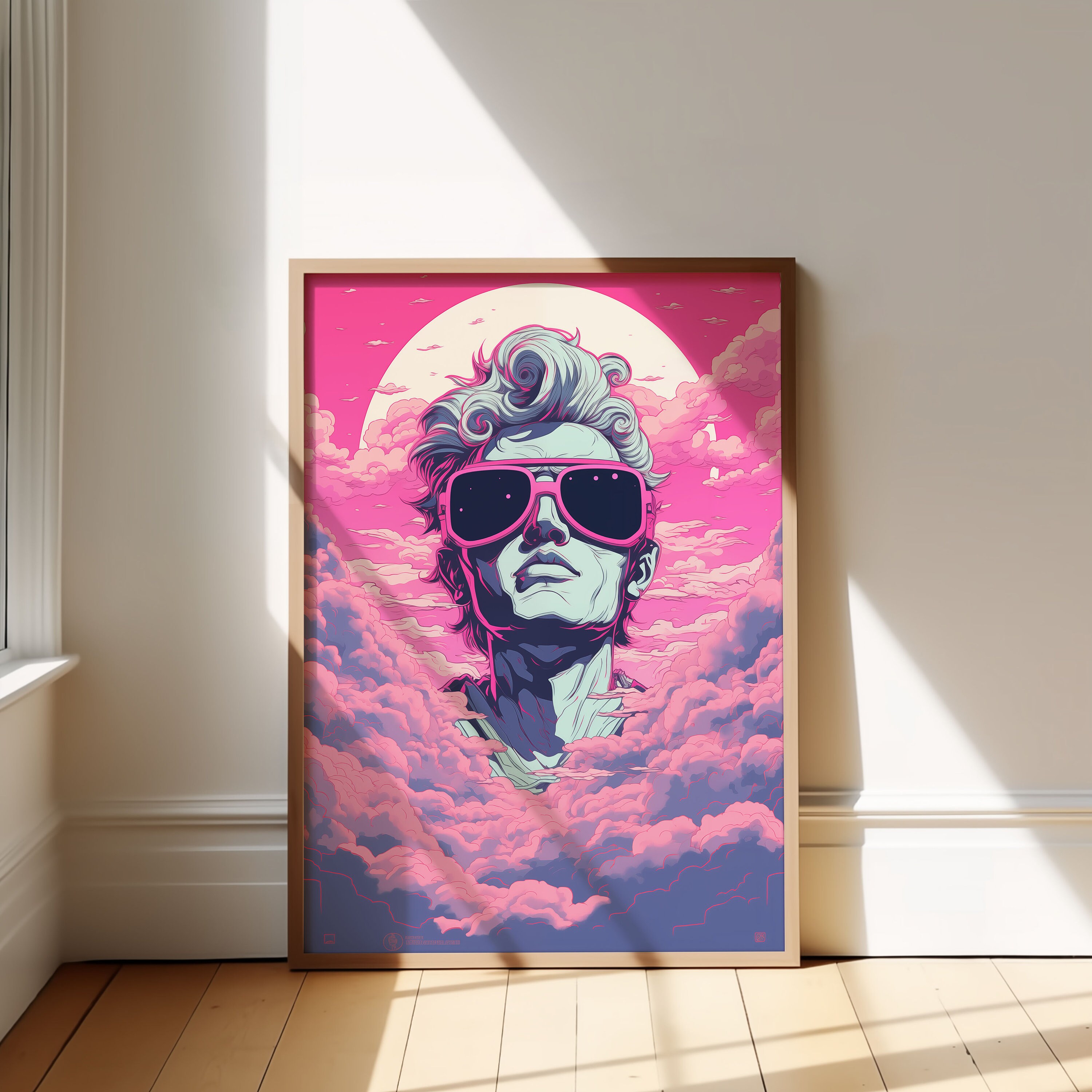 Retro Icon Stylized Portrait 80s Synthwave Wall Art Matte Print A2, A3 ...