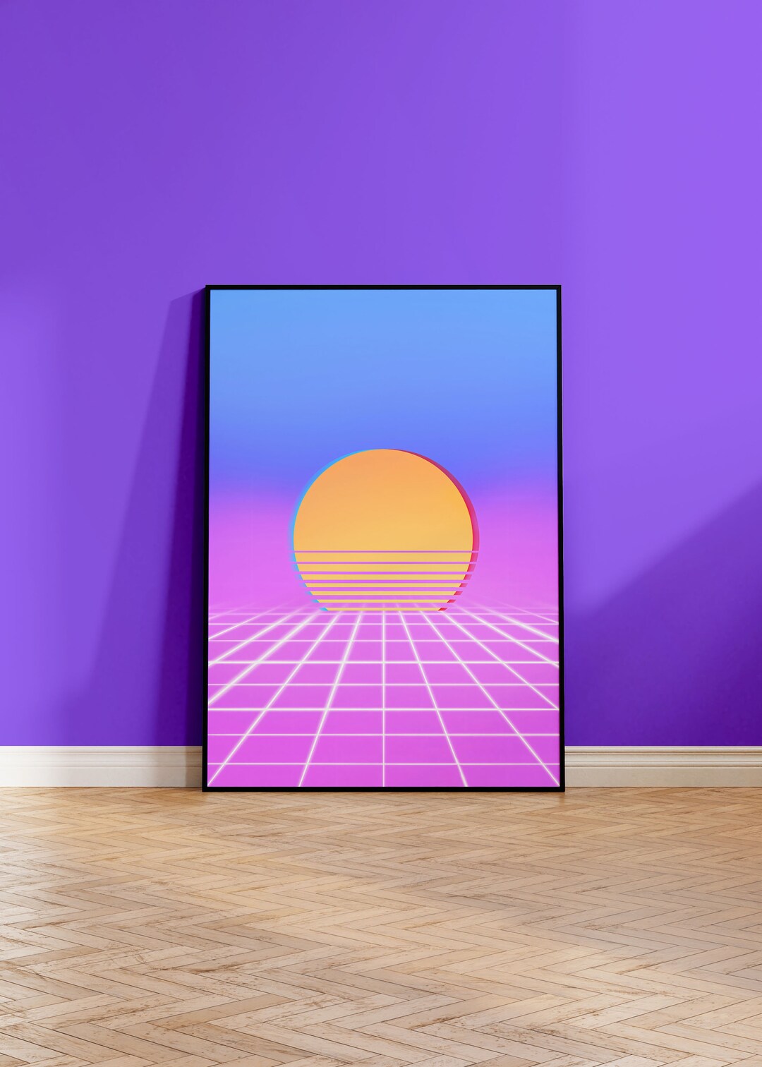 Retrowave Sunset Print | Synthwave Poster | Retro Sunrise Poster ...