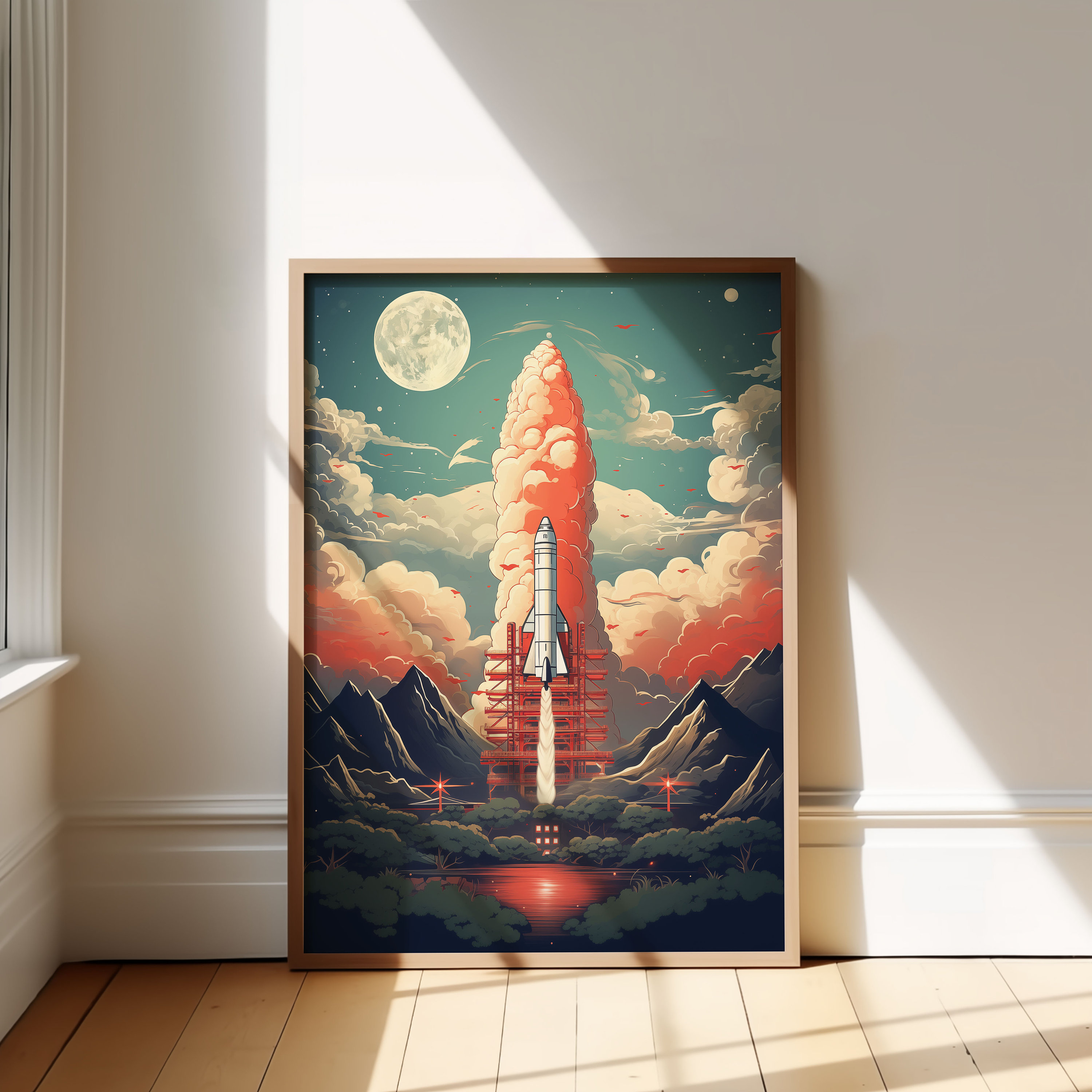 Retro Rocket Poster, Space Shuttle Poster, Space Rocket Poster ...