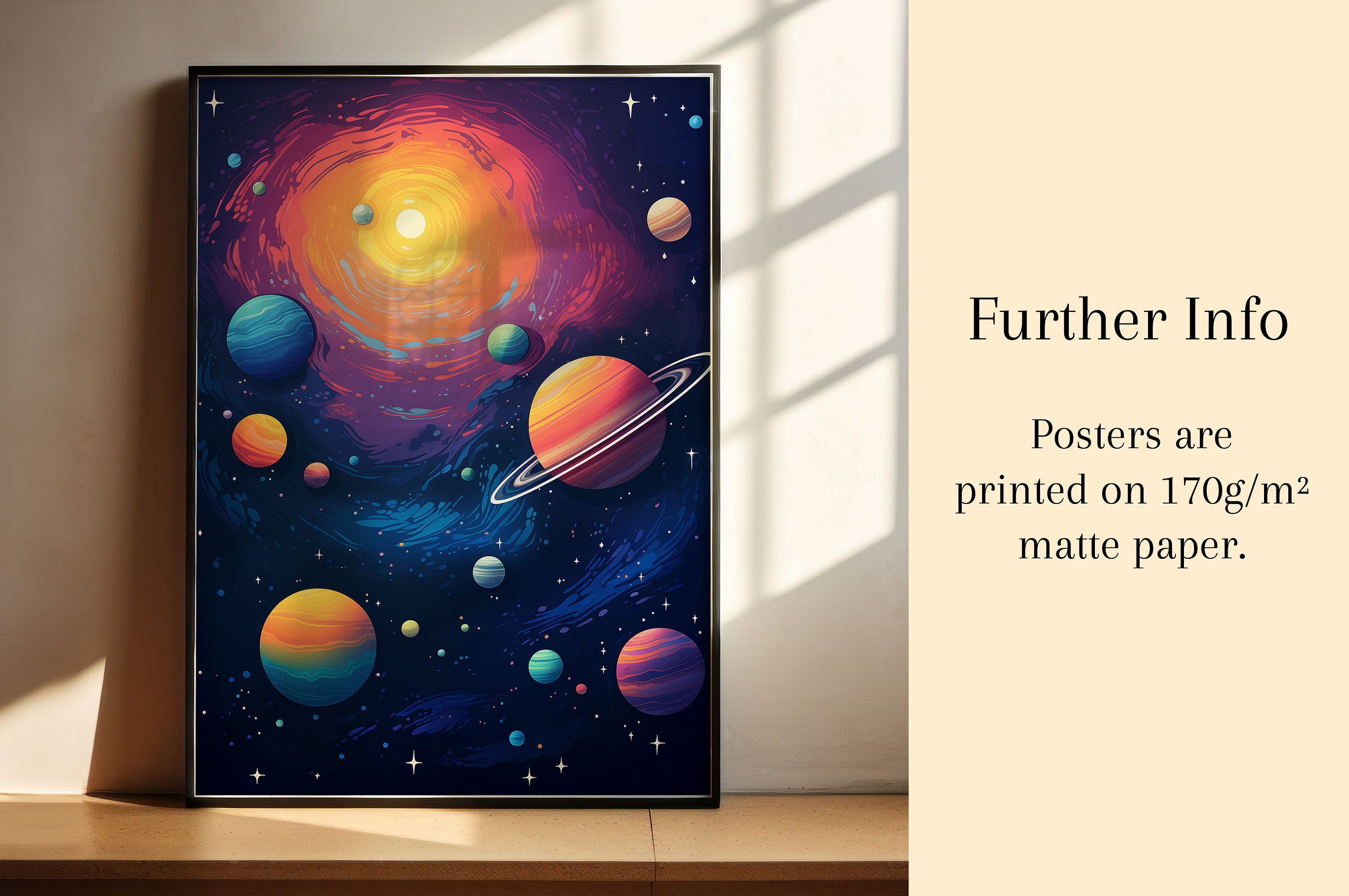 Vibrant Cosmos Poster Planetary System Chart Space Exploration Poster ...