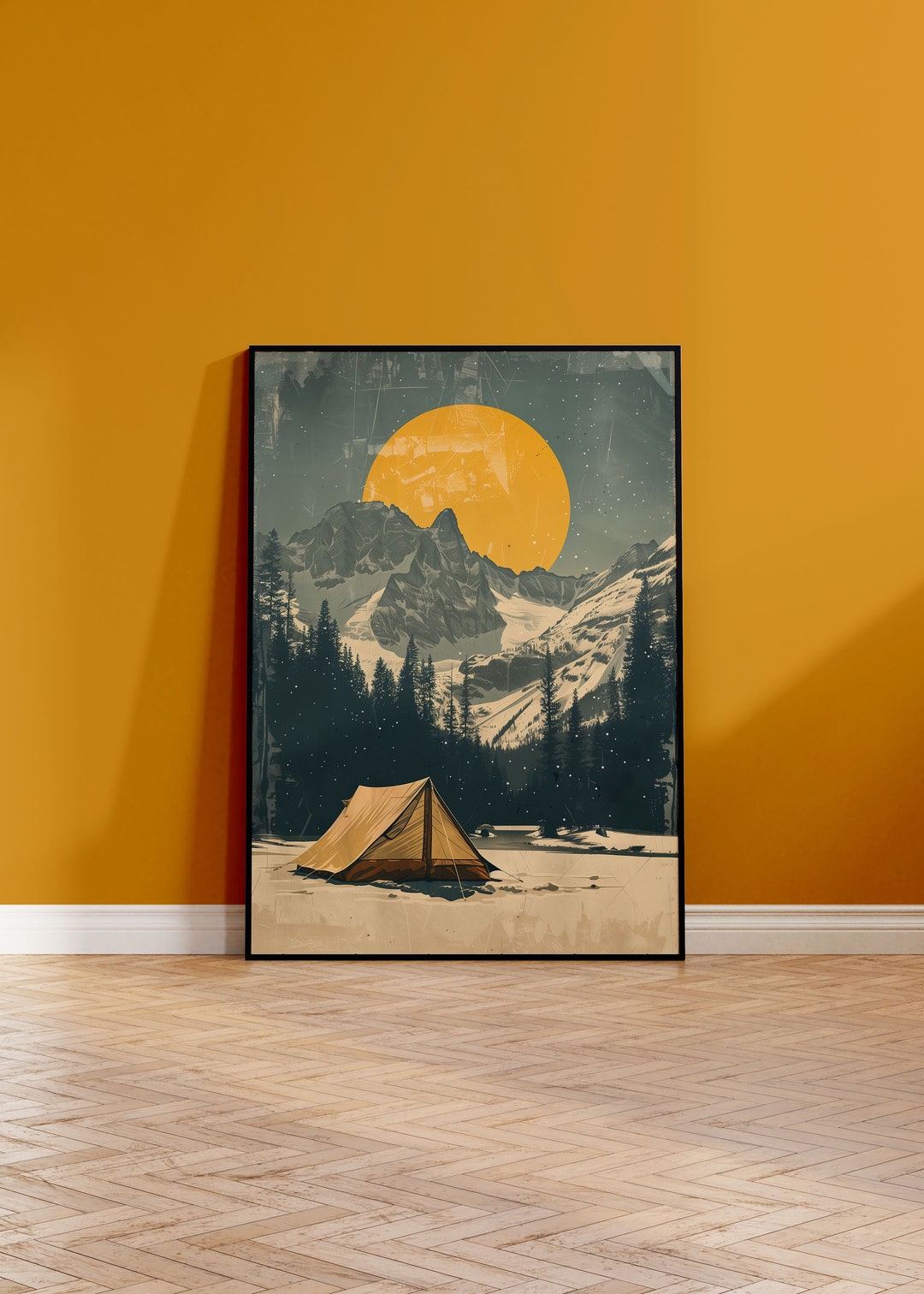 Forest Camping Poster | Tent Art Print | Night Camping Print | Camper ...
