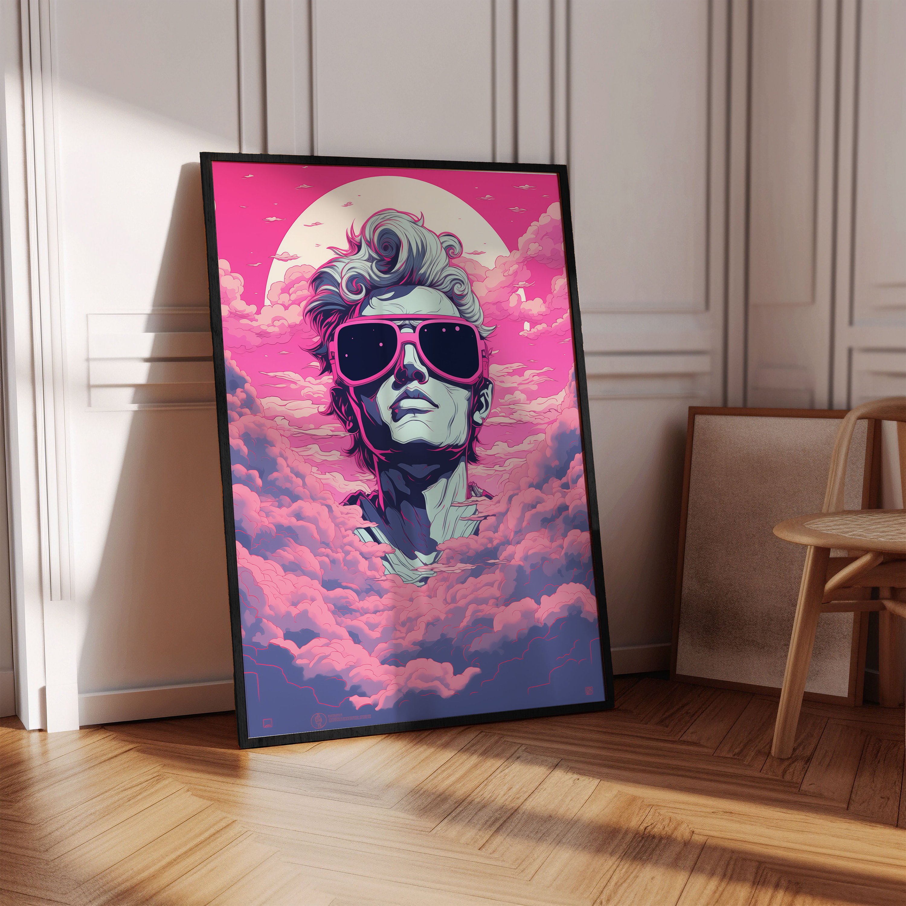 Retro Icon Stylized Portrait 80s Synthwave Wall Art Matte Print A2, A3 ...
