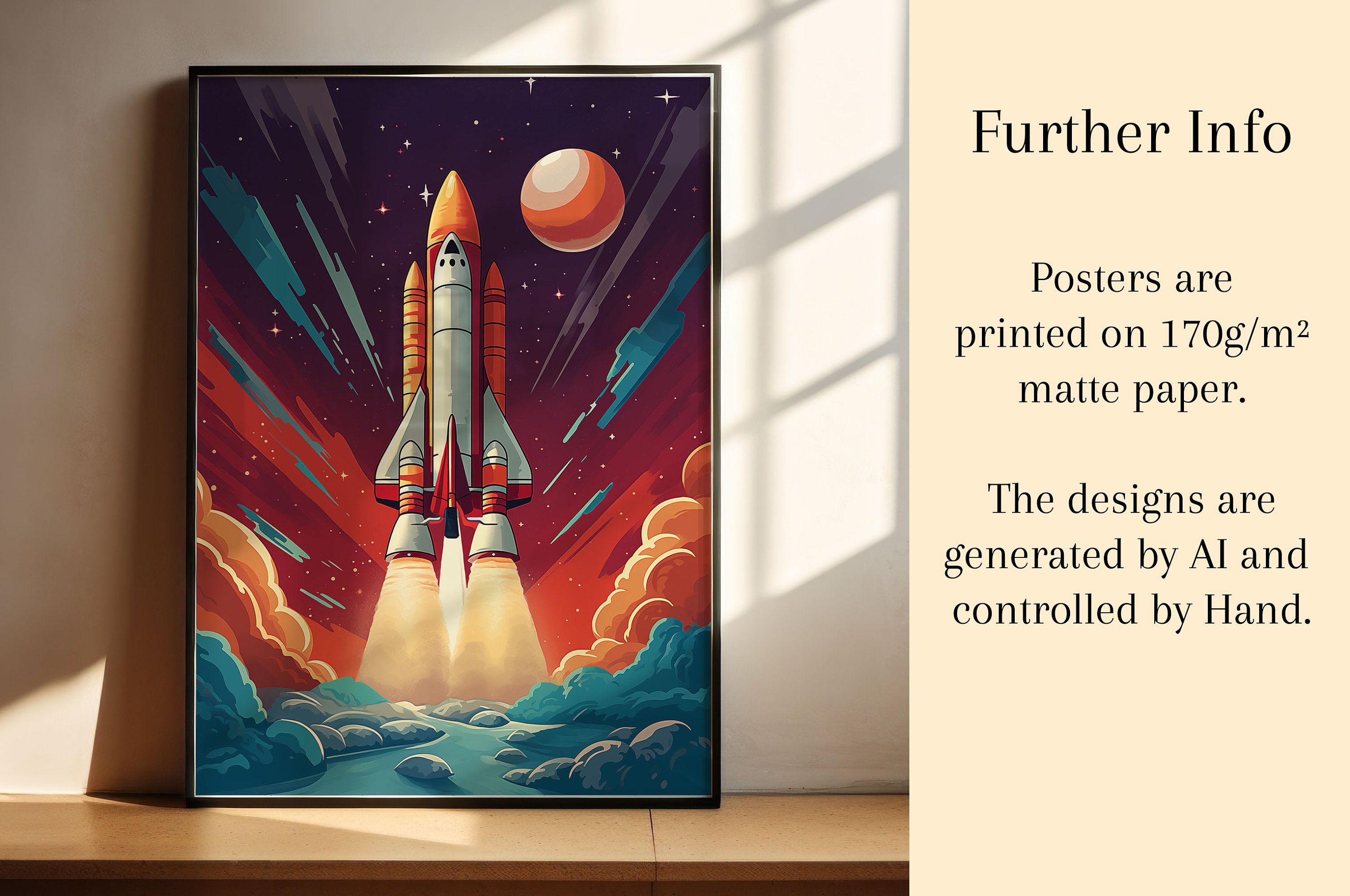 Space Rocket Poster, Spacecraft Poster, Retro Rocket Poster, Space ...