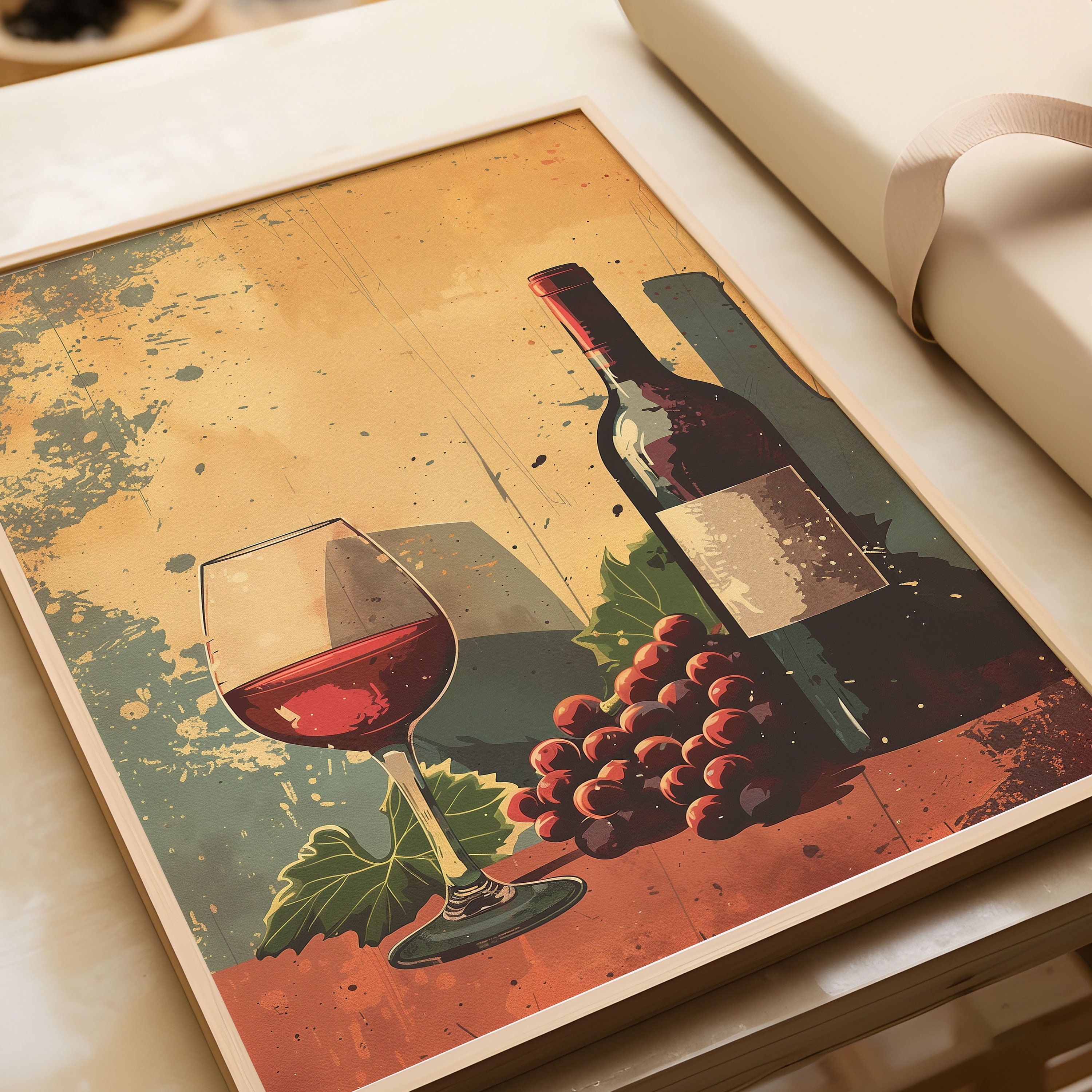 Still Life Wine Art | Wine Bottle Poster | Wine Grapes Art | Wine Love ...