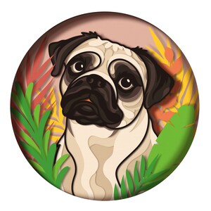 3D Pug Shadow Box / Dog Mandala Pop Art/ Cute Dog Multilayer Papercut ...
