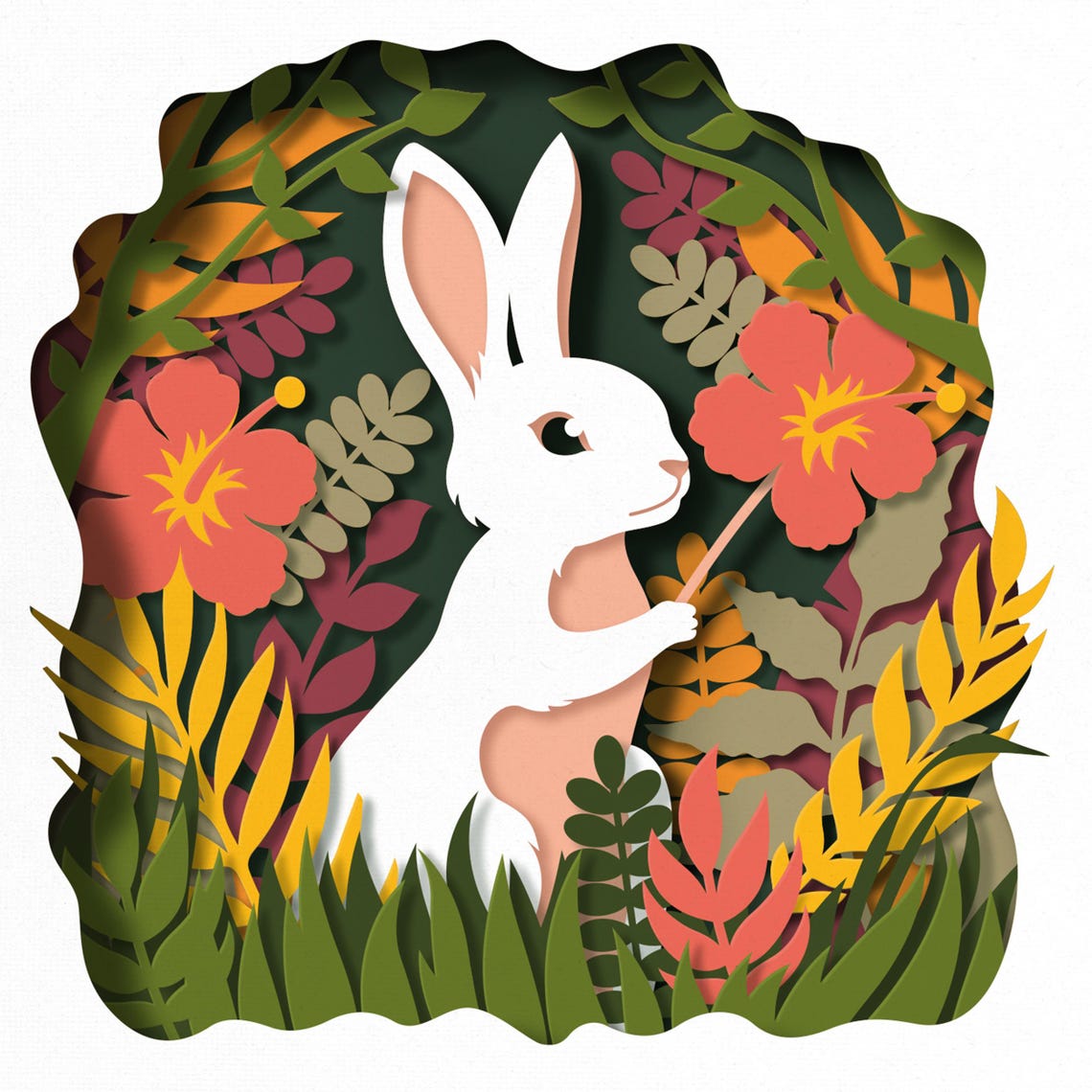 3D Rabbit Shadow Box Template, Papercut SVG (digital Download) - Etsy