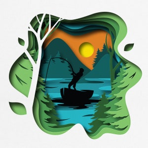 3D Fisherman Shadow Box Template, SVG Digital Download Files, Shadow ...