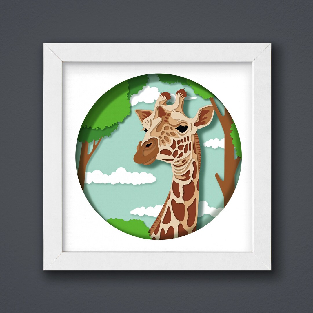 3D Giraffe Shadow Box, Giraffe Svg, Giraffe Cut Files, Giraffe Laser ...