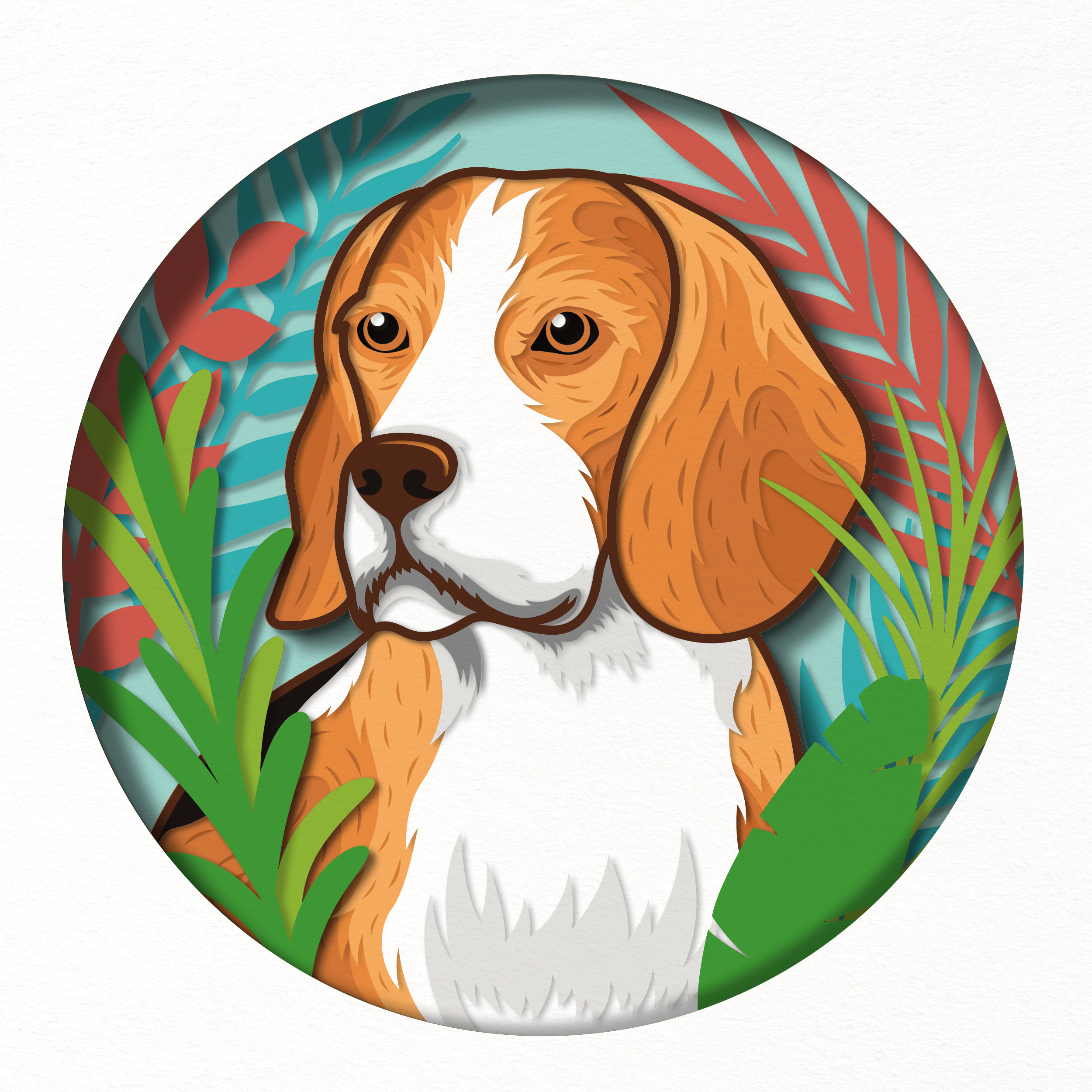 3D Beagle Dog Svg, Layered SVG for Cardstock/ Golden Retriever Mandala ...