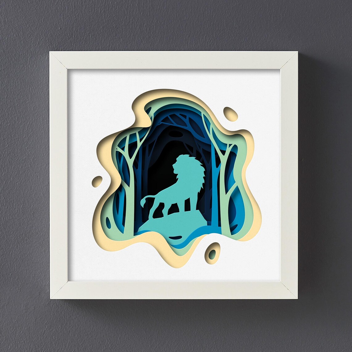 3D Lion Shadow Box Template, Layered Papercut Design (digital Download ...