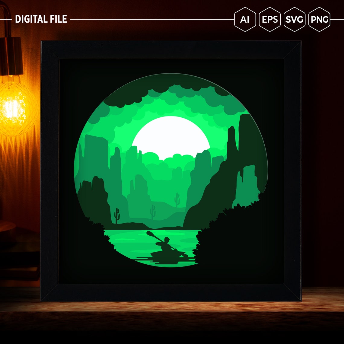 Grand Canyon Shadow Box Template – 3D Paper Cut Lightbox (SVG Digital ...
