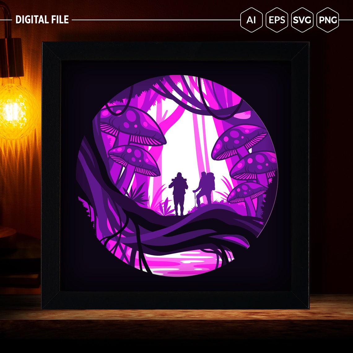 Forest Light Box Template Files SVG Shadow Box SVG Cricut File Cutting ...