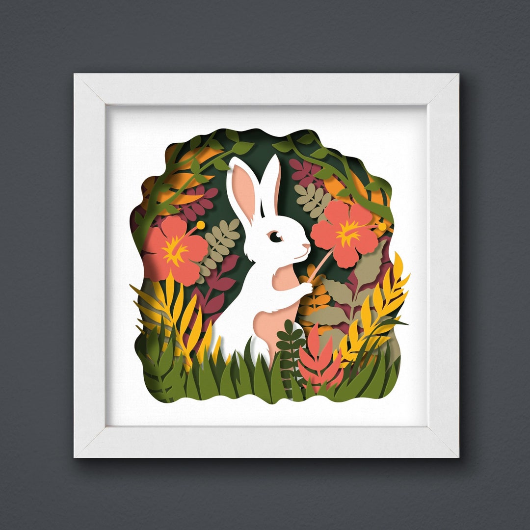 3D Rabbit Svg, Shadow Box, 3D Paper Cut Shadow Box Template, SVG ...