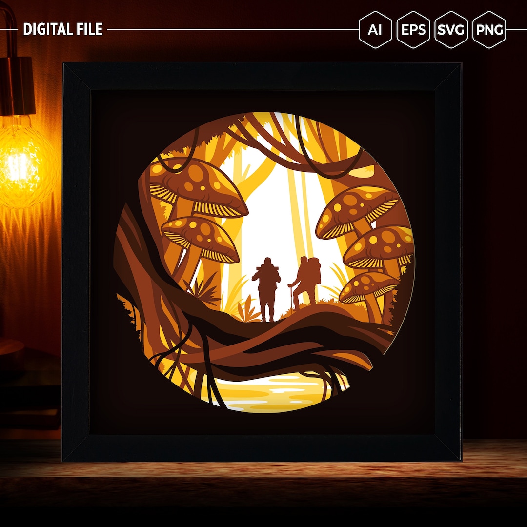 Forest Light Box Template Files SVG - Shadow Box SVG Cricut File ...