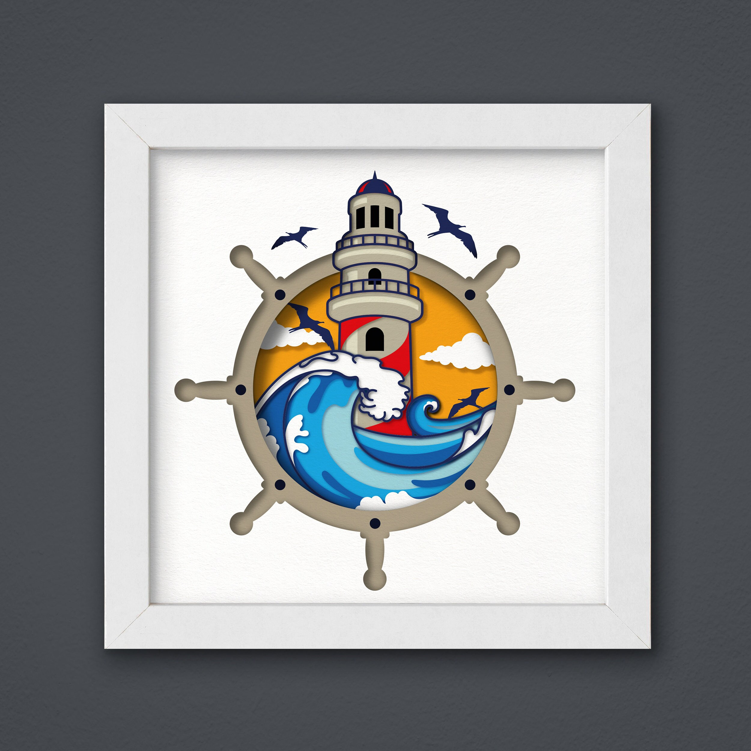 3D Lighthouse SVG Shadow Box Template 3D SVG Shadowbox - Etsy