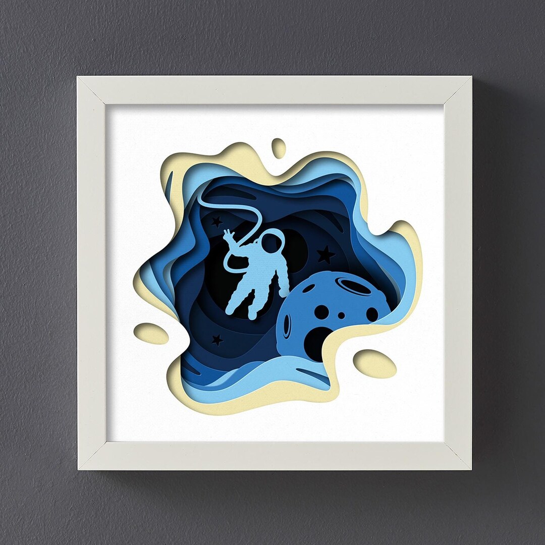 3D Space SVG, Shadow Box Template, 3D SVG Shadowbox, Layered Cardstock ...