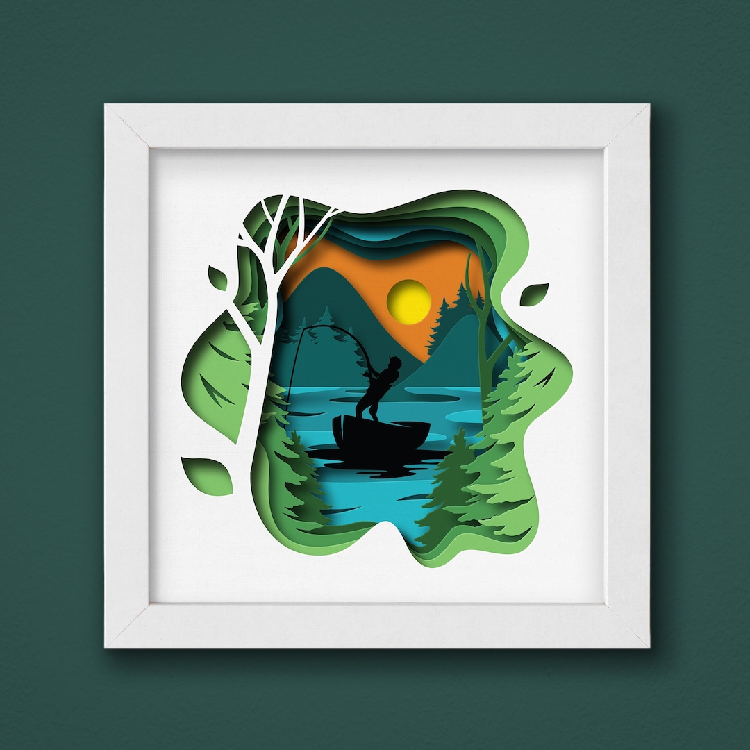 3D Fisherman Shadow Box Template, SVG Cut Files (digital Download) - Etsy