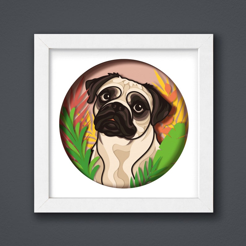3D Pug Shadow Box / Dog Mandala Pop Art/ Cute Dog Multilayer - Etsy